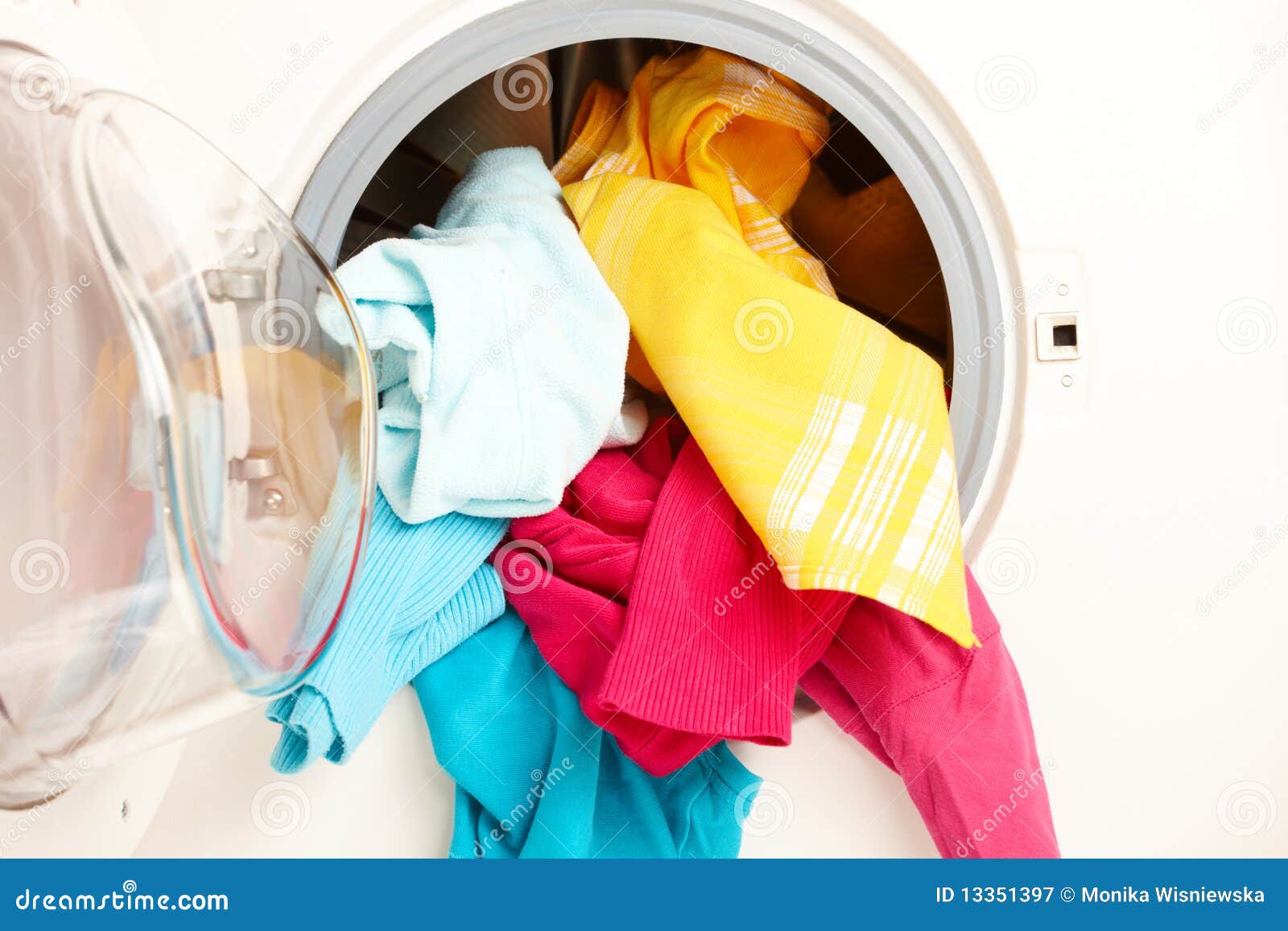 Washing Machine with Colorful Clothes Stock Image - Image of cleaner ...