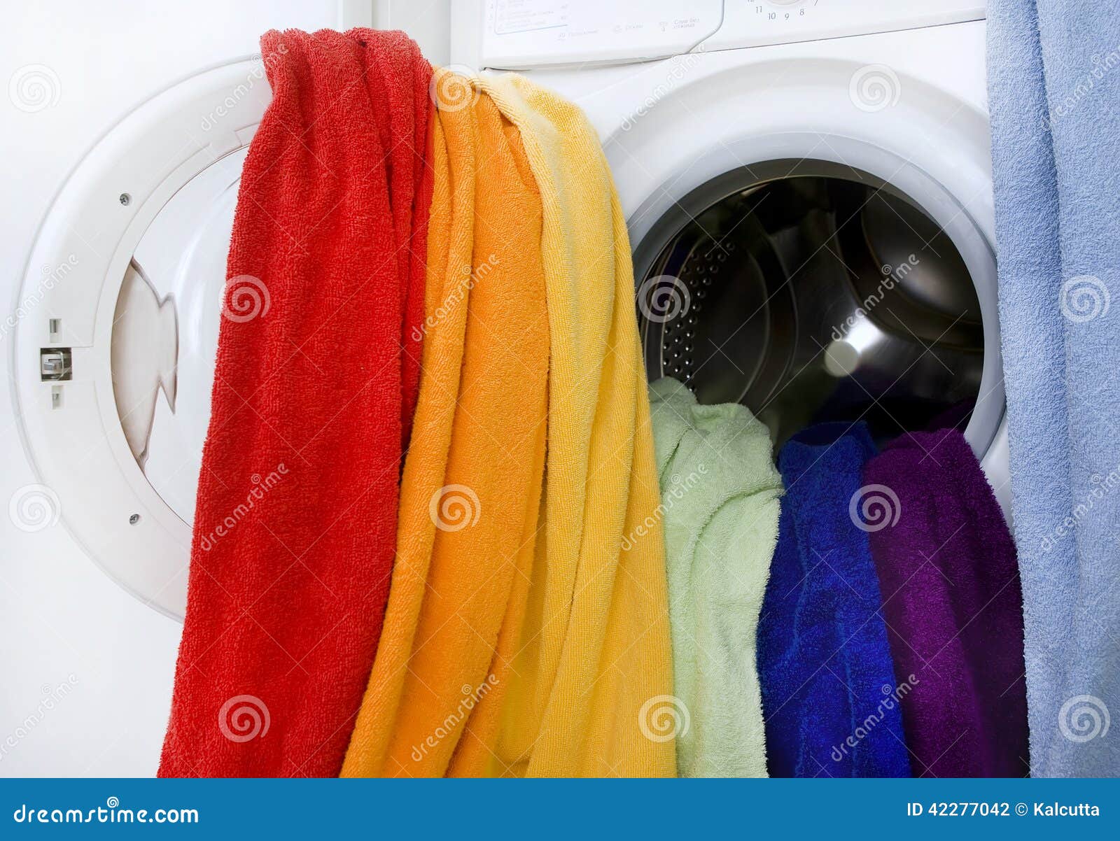 Washing Machine and Colorful Laundry To Wash Stock Photo - Image of ...