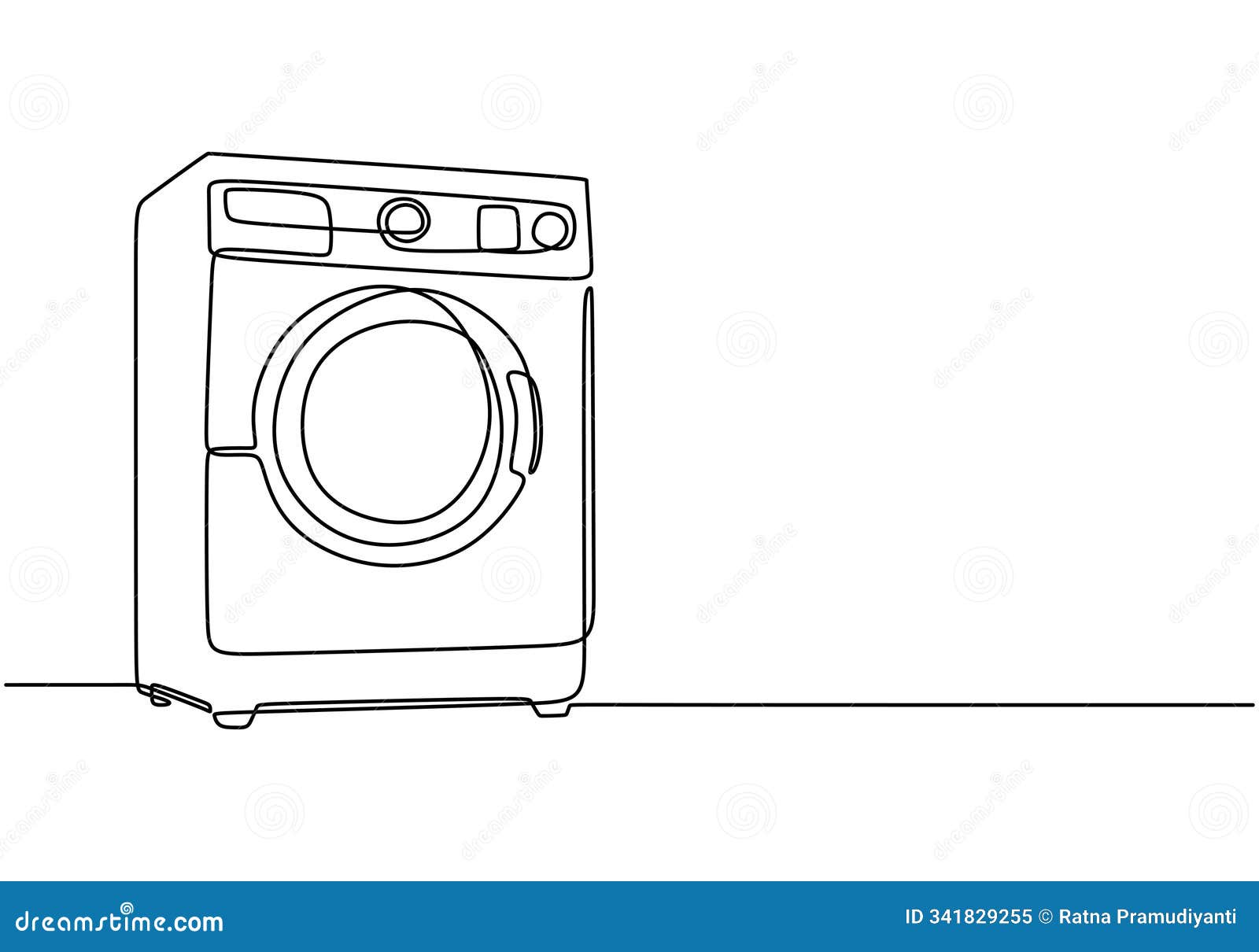 Washing Machine in Continuous Line Drawing. Home Laundry Appliance ...