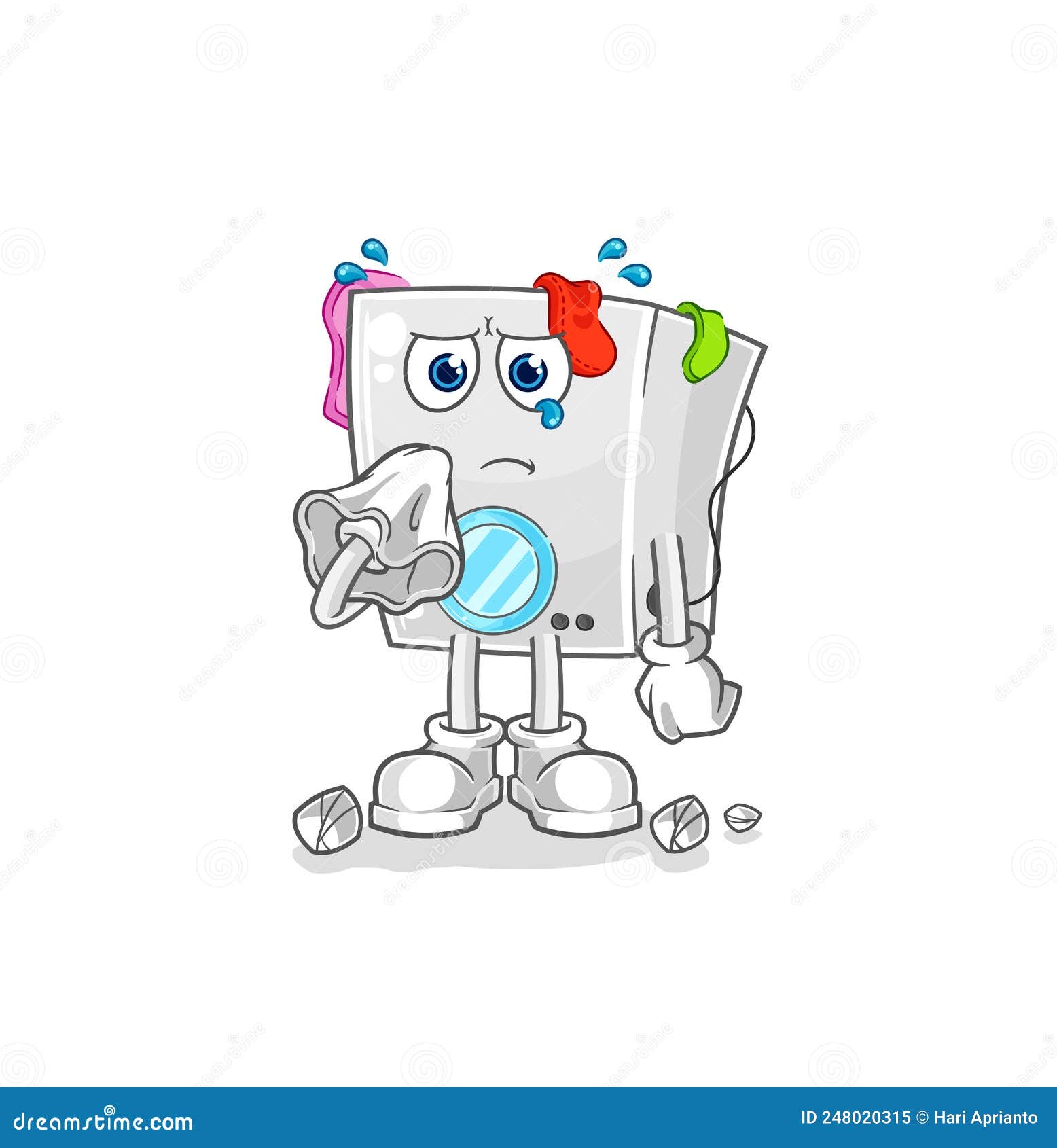 Washing Machine Cry with a Tissue. Cartoon Mascot Vector Stock Vector ...