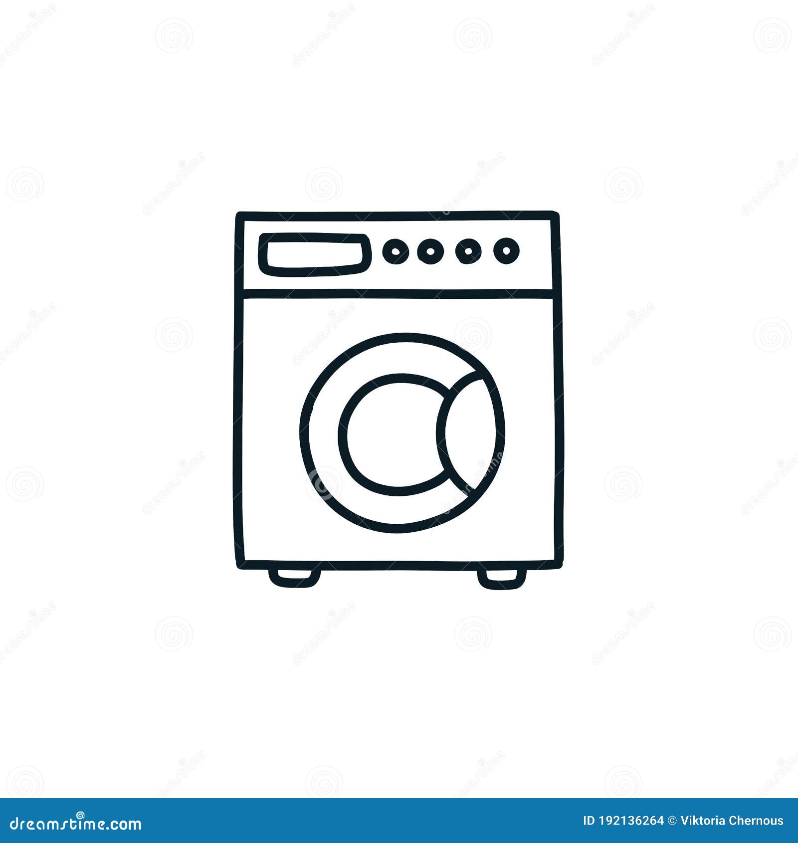 Washing Machine Doodle Icon, Vector Line Illustration Stock ...