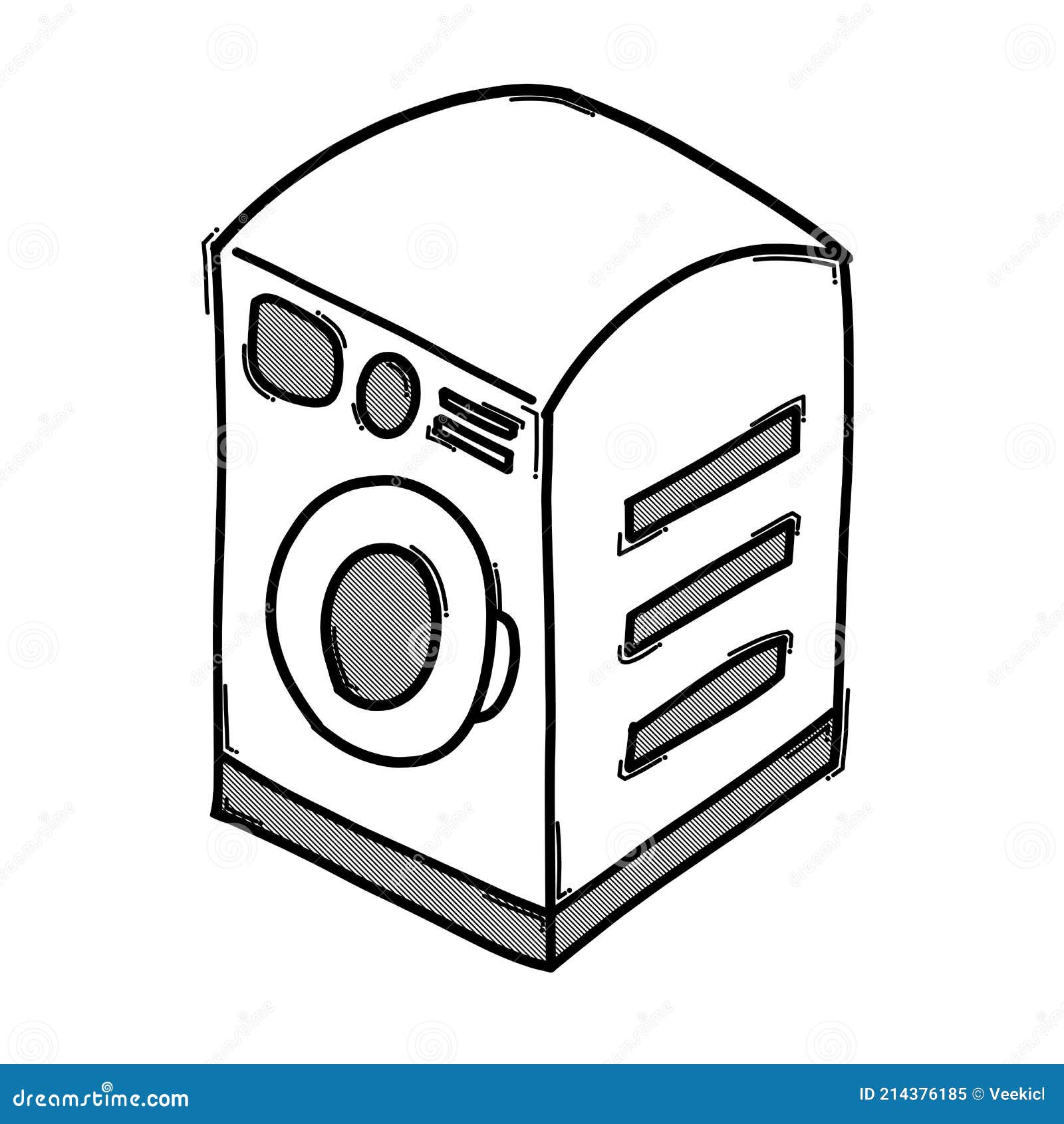 Washing Machine Doodle Vector Icon. Drawing Sketch Illustration Hand ...