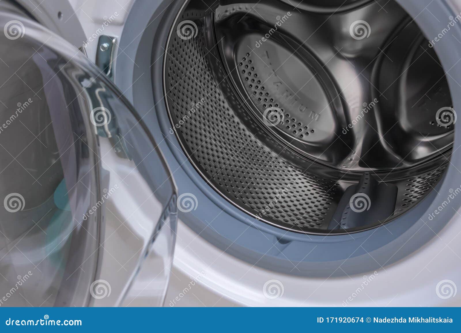 Washing Machine Drum Close Up, Front View Stock Photo - Image of ...