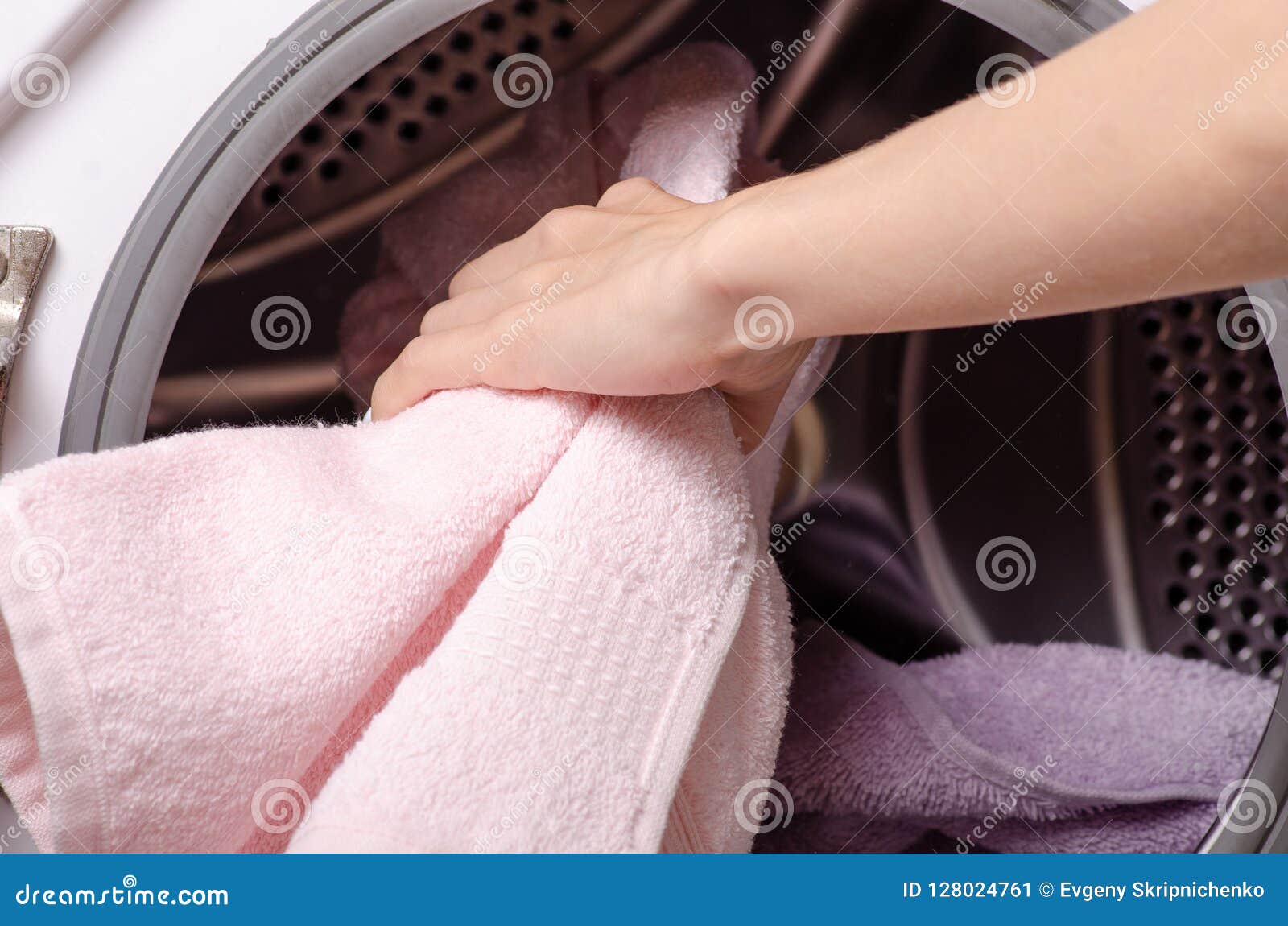 Washing Machine Drum Clothes Towels Hand Laundry Stock Image - Image of ...