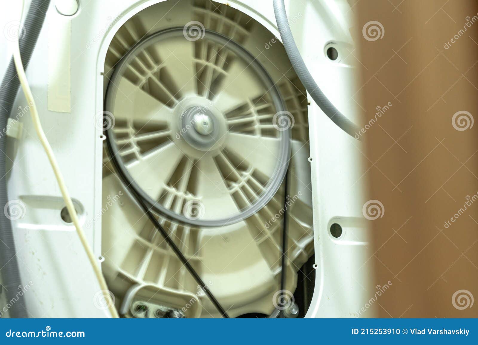 Washing Machine Drum Shaking during Operation, Rear View Stock Photo ...