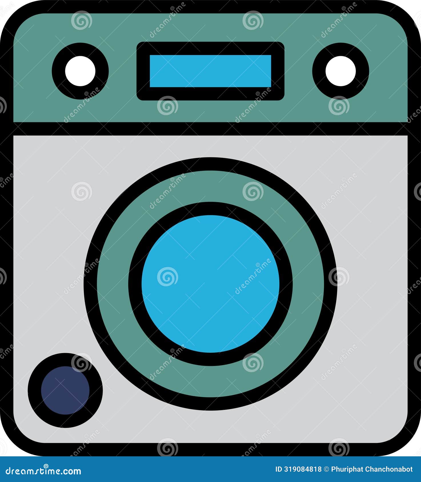 Washing Machine and Dryer Icon Illustration in Line Style Stock Vector ...