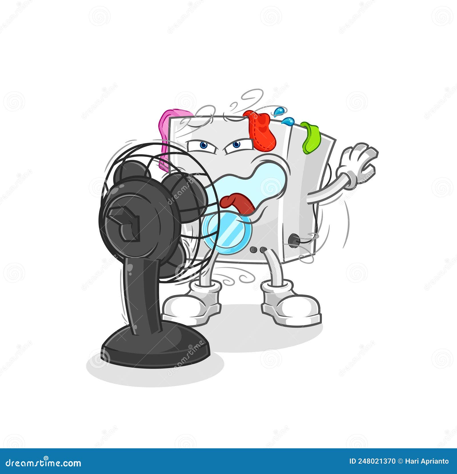 Washing Machine with the Fan Character. Cartoon Mascot Vector Stock ...