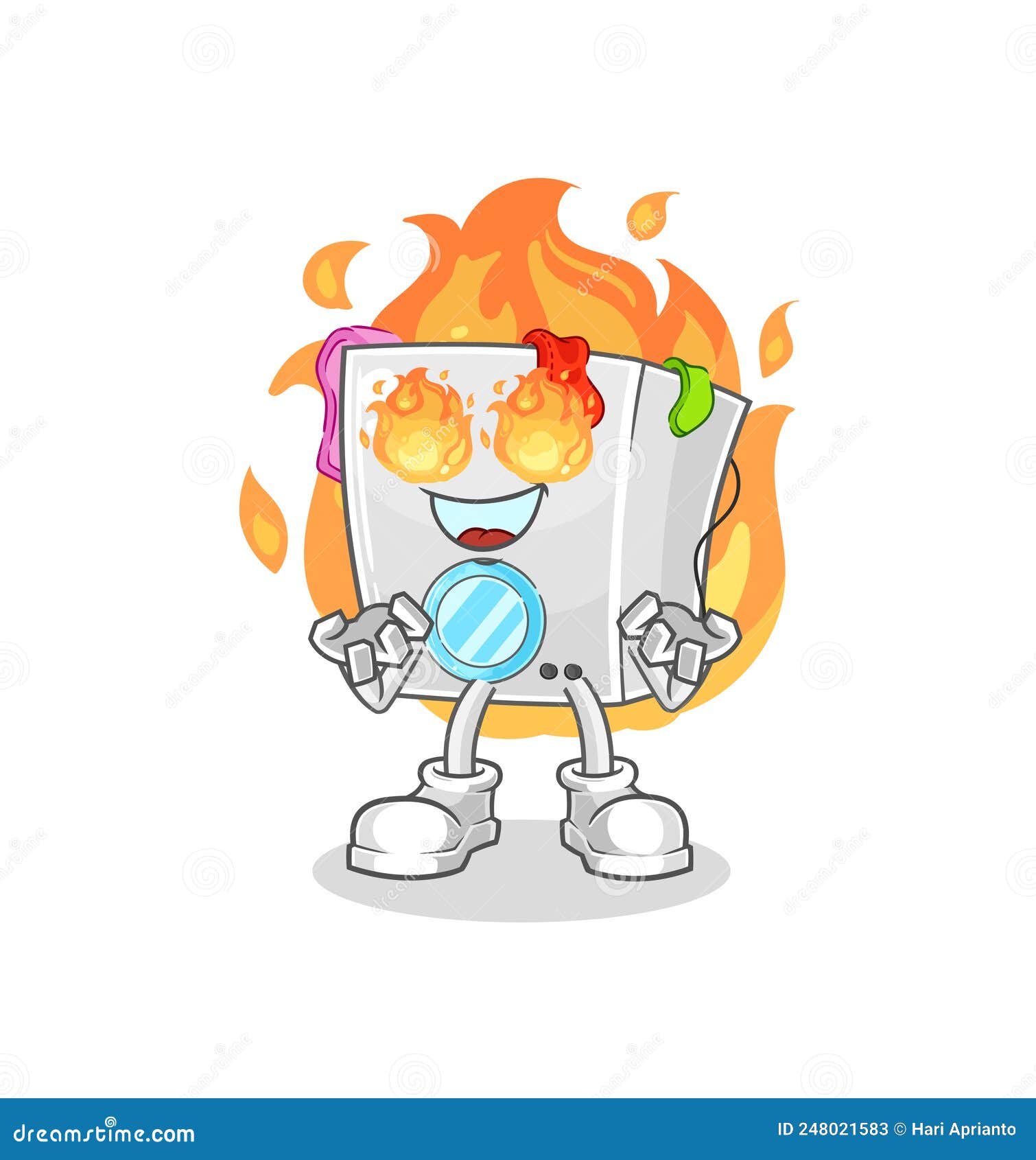 Washing Machine on Fire Mascot. Cartoon Vector Stock Vector ...