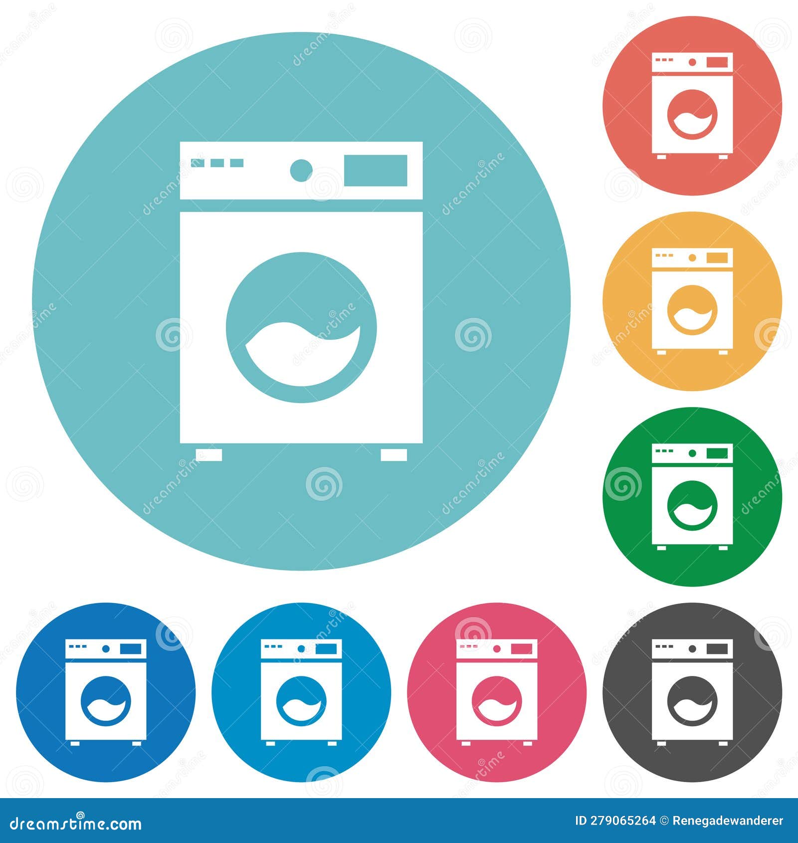 Washing Machine Flat Round Icons Stock Vector - Illustration of laundry ...
