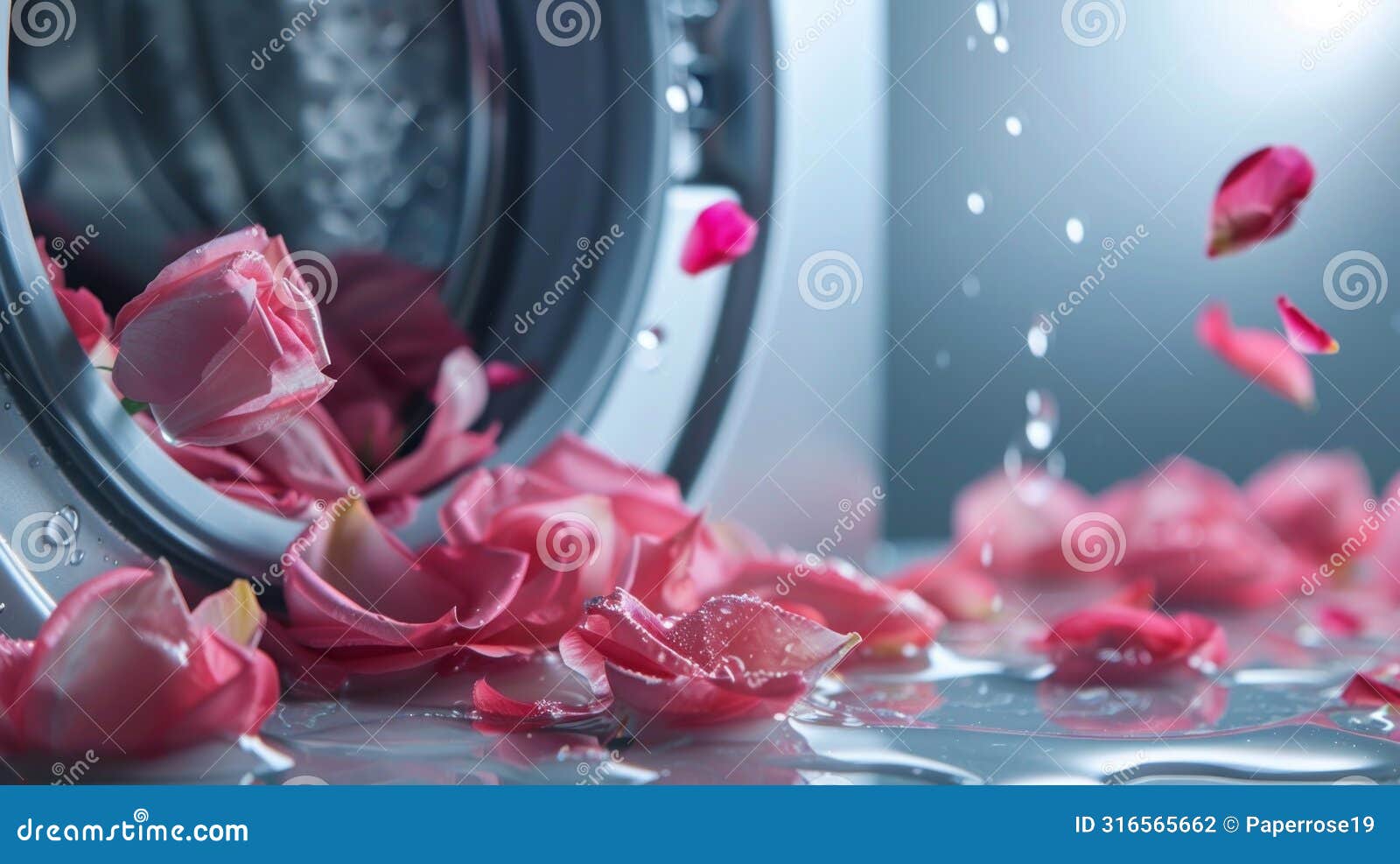 Washing Machine with Flower Petals and Detergent Stock Illustration ...