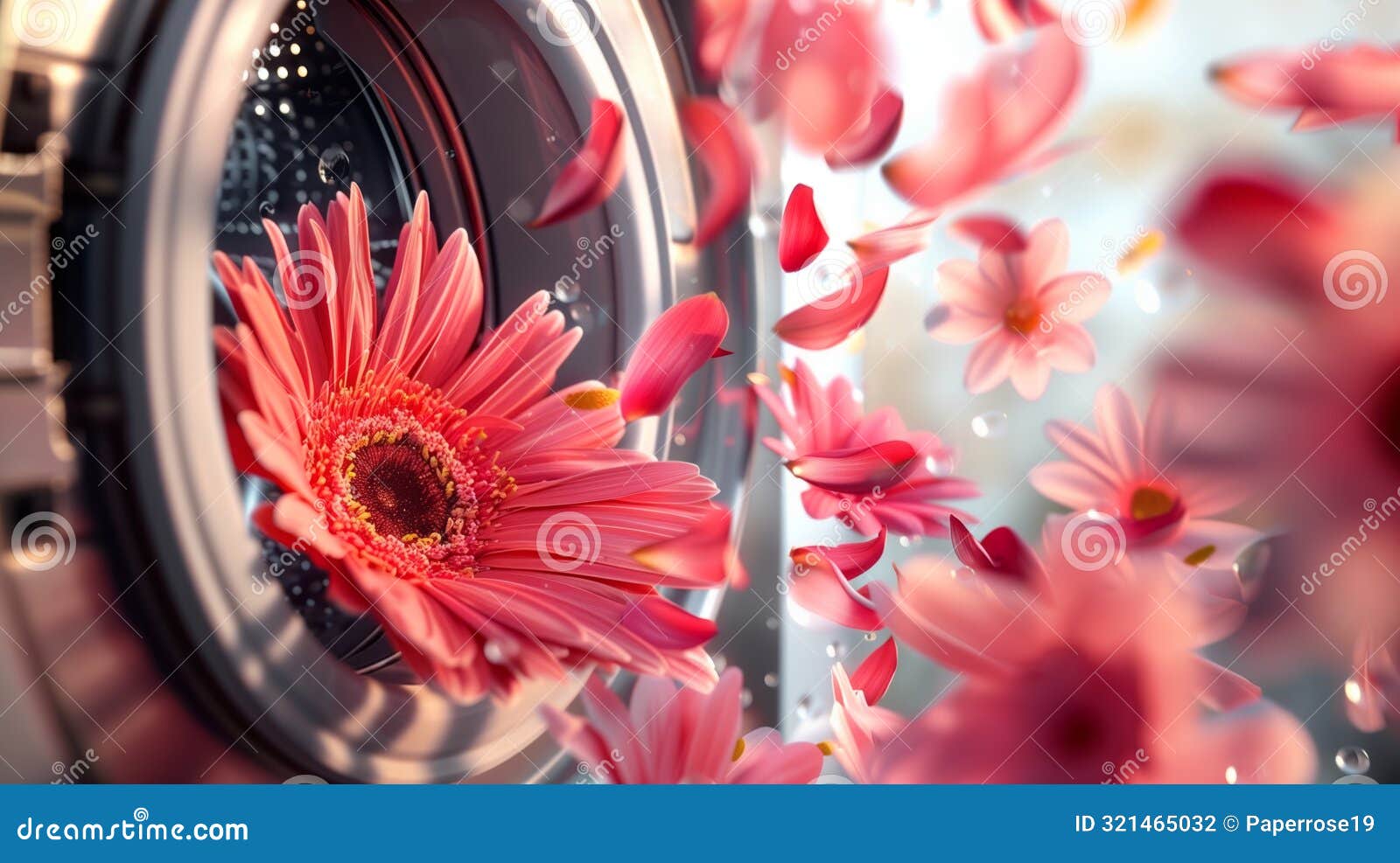 Washing Machine with Flower Petals and Detergent Stock Photo - Image of ...