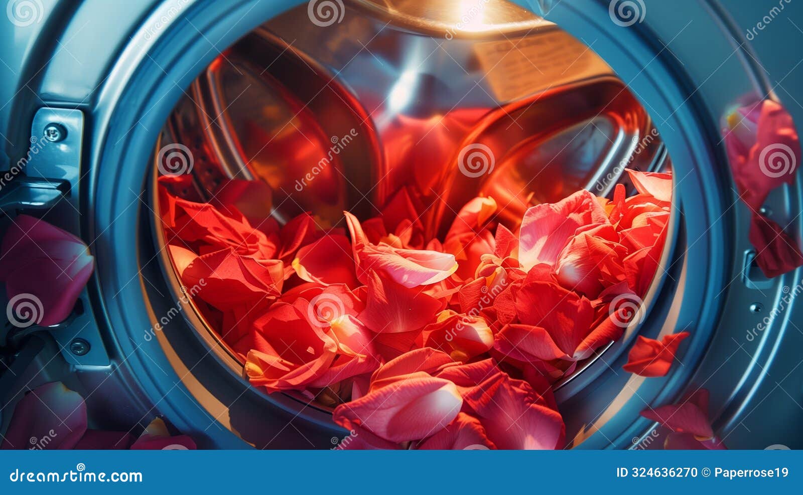 Washing Machine with Flower Petals and Detergent Stock Photo - Image of ...