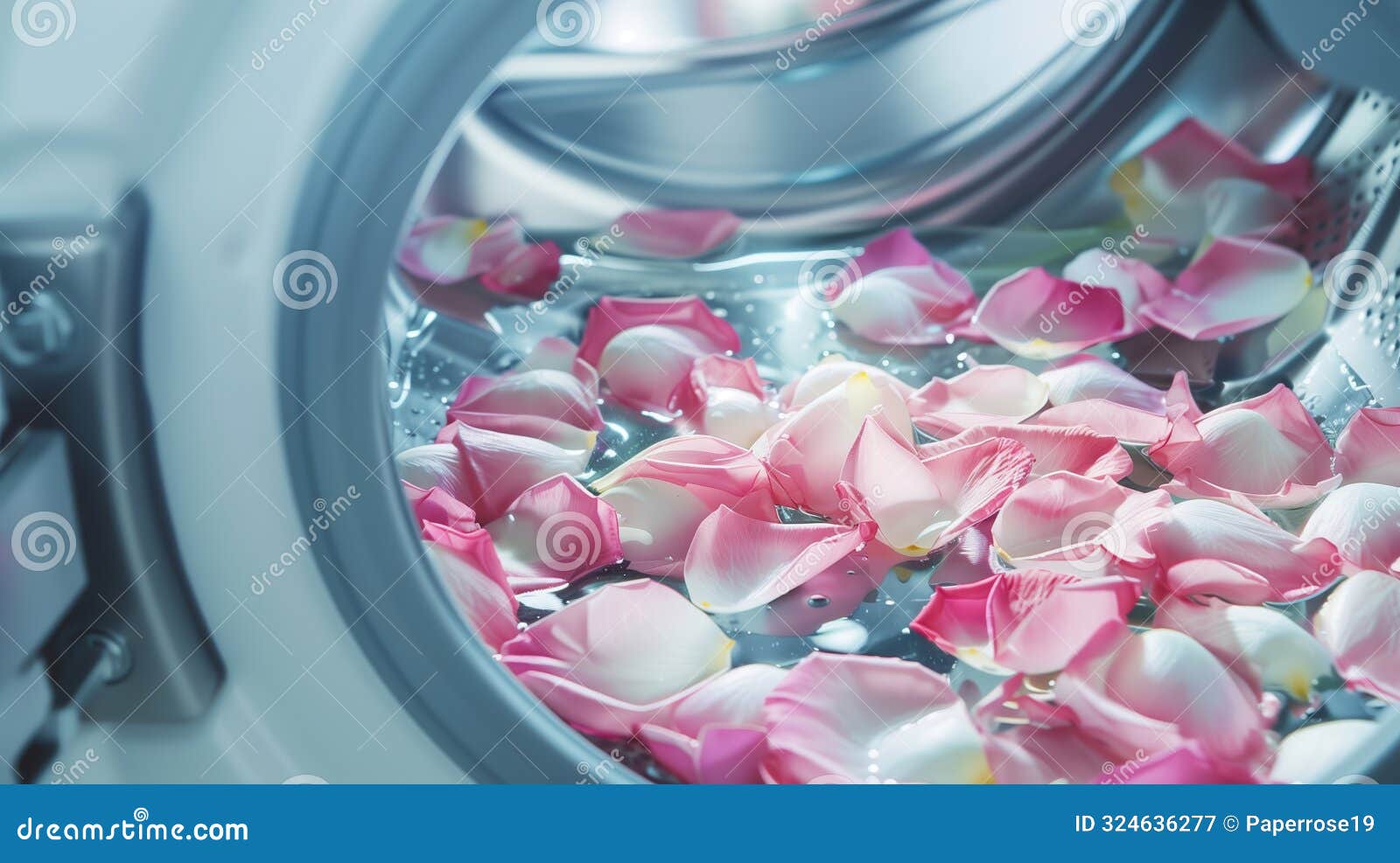 Washing Machine with Flower Petals and Detergent Stock Image - Image of ...