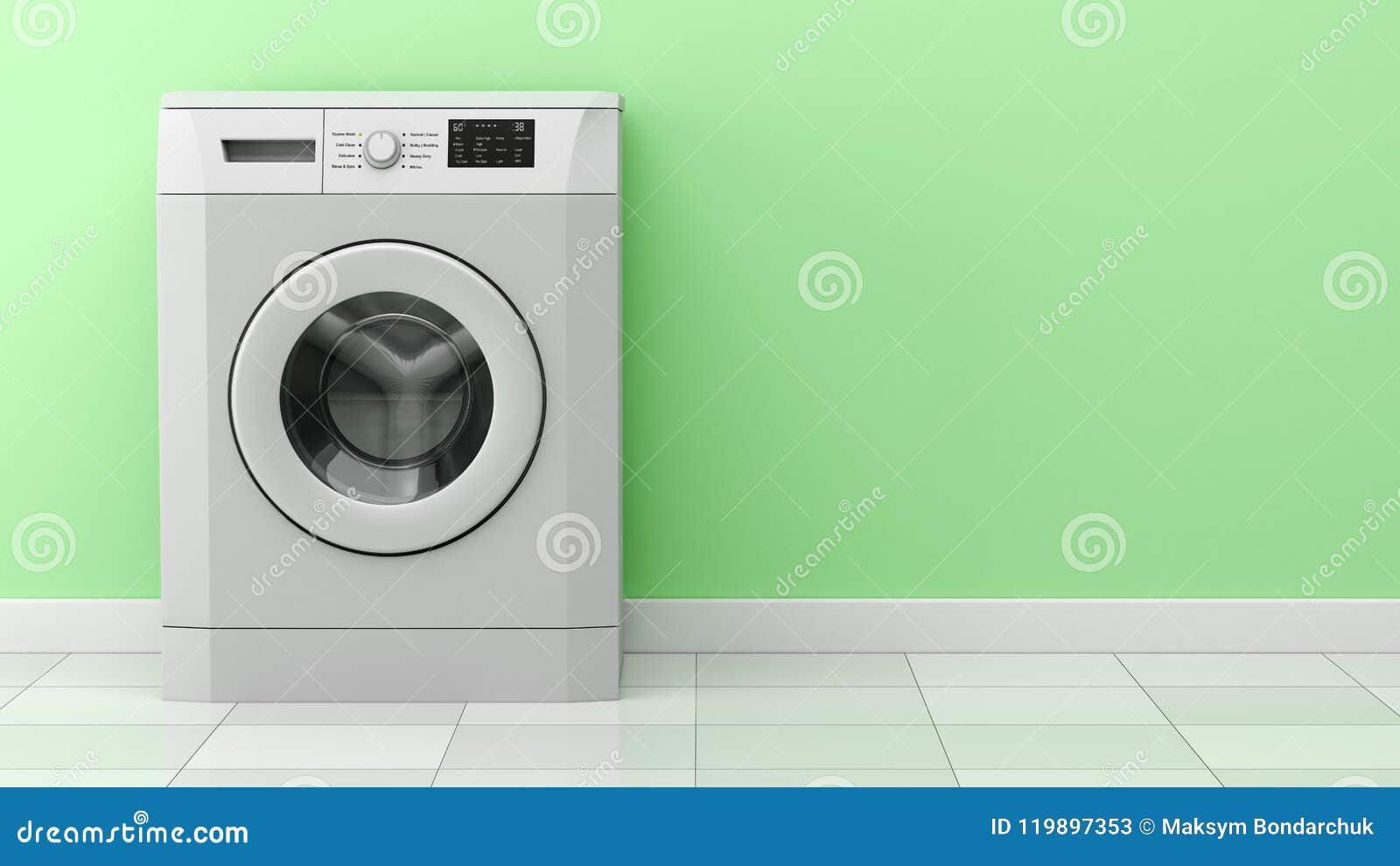 Washing Machine in Front of Green Wall Stock Illustration ...
