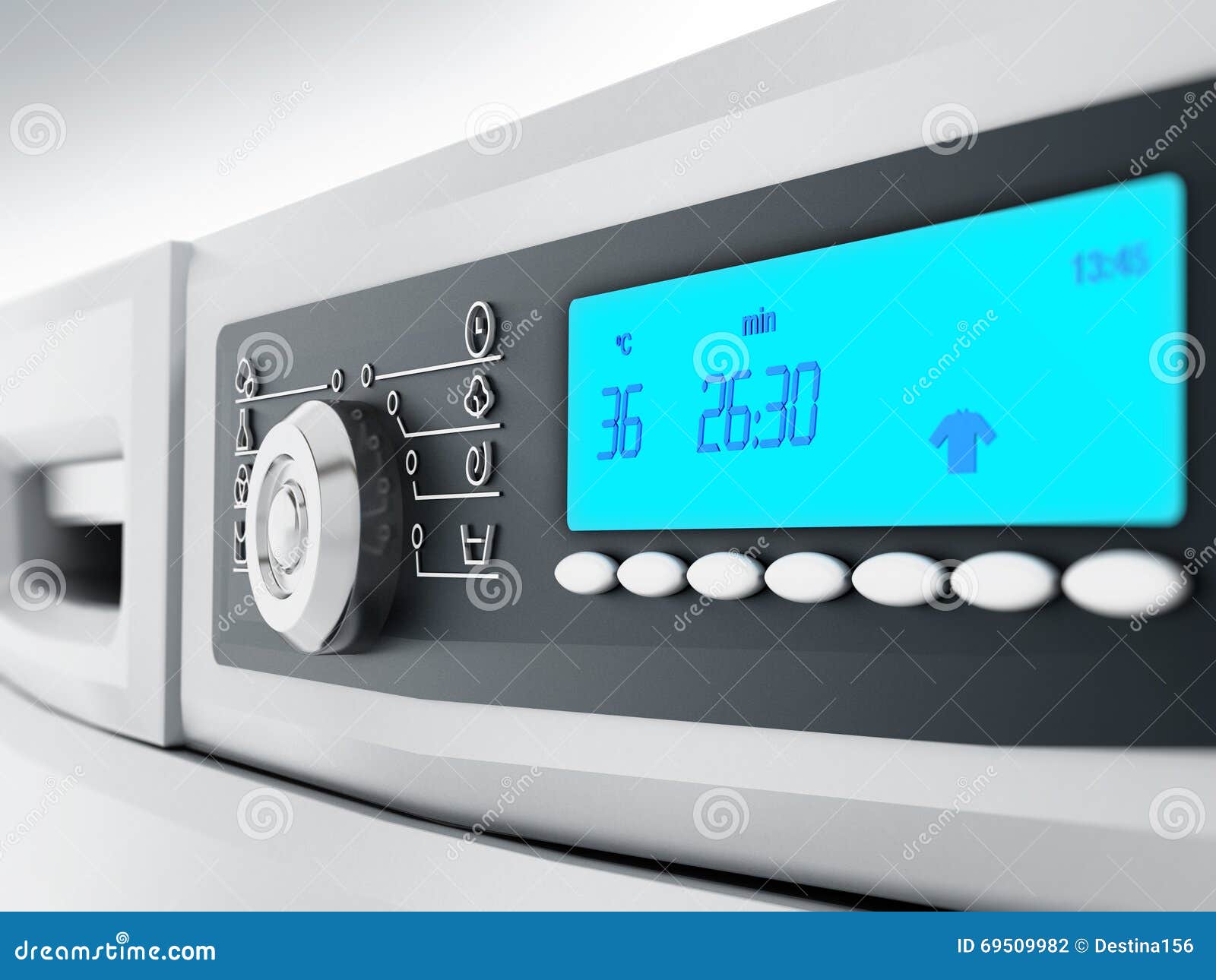 Washing Machine Front Panel with LCD Display Stock Illustration ...