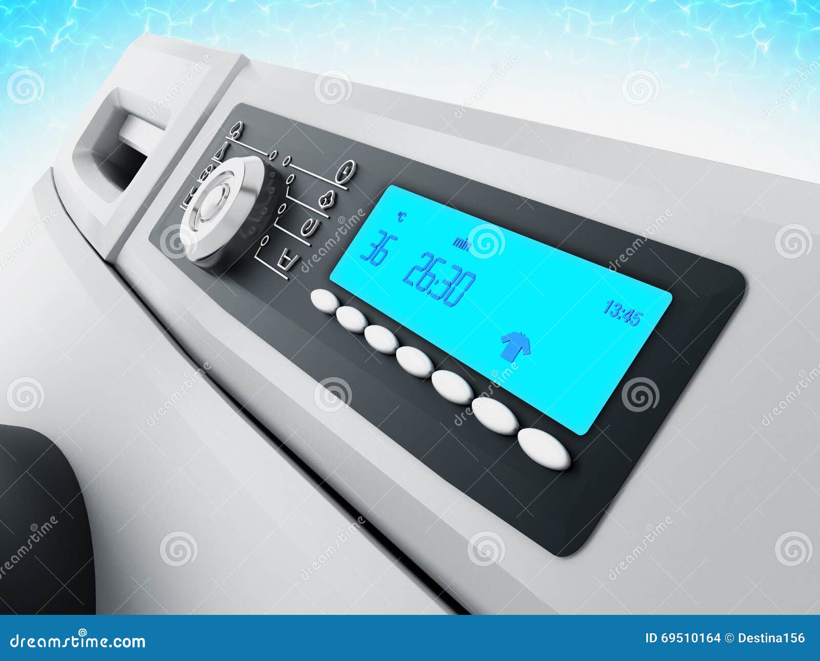 Washing Machine Front Panel with LCD Display Stock Illustration ...