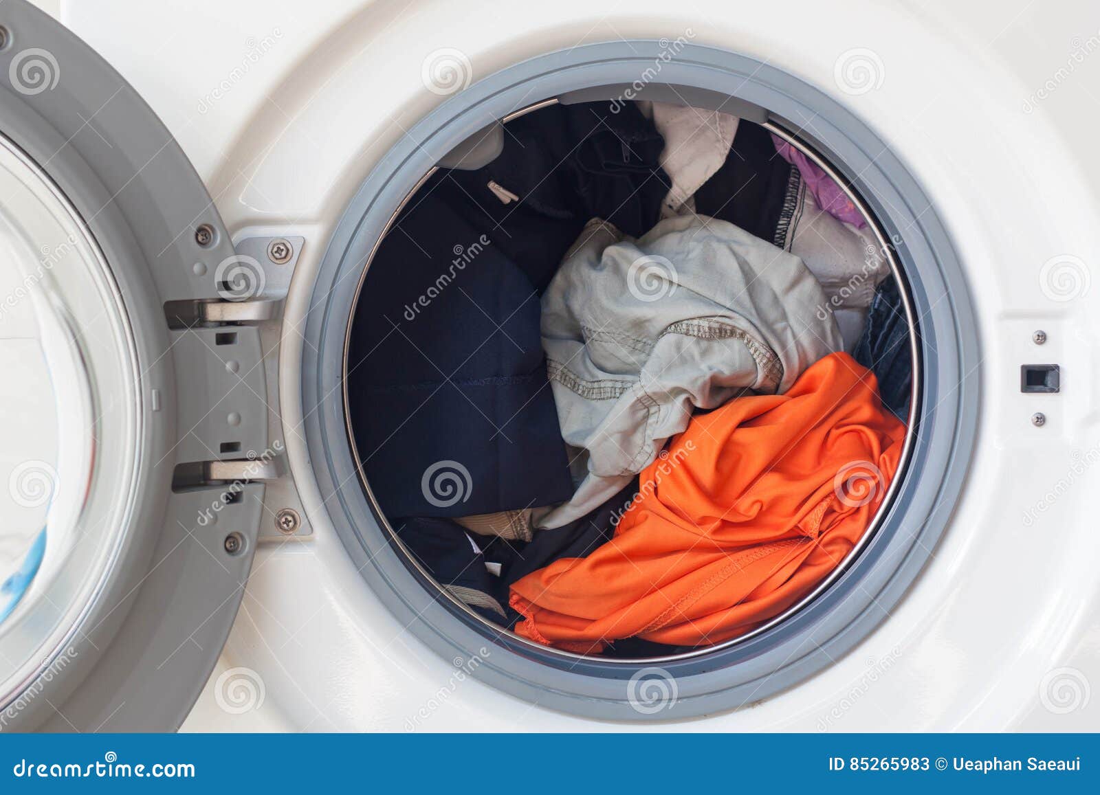 Washing Machine Full of Dirty Clothes. Stock Image - Image of clothes ...
