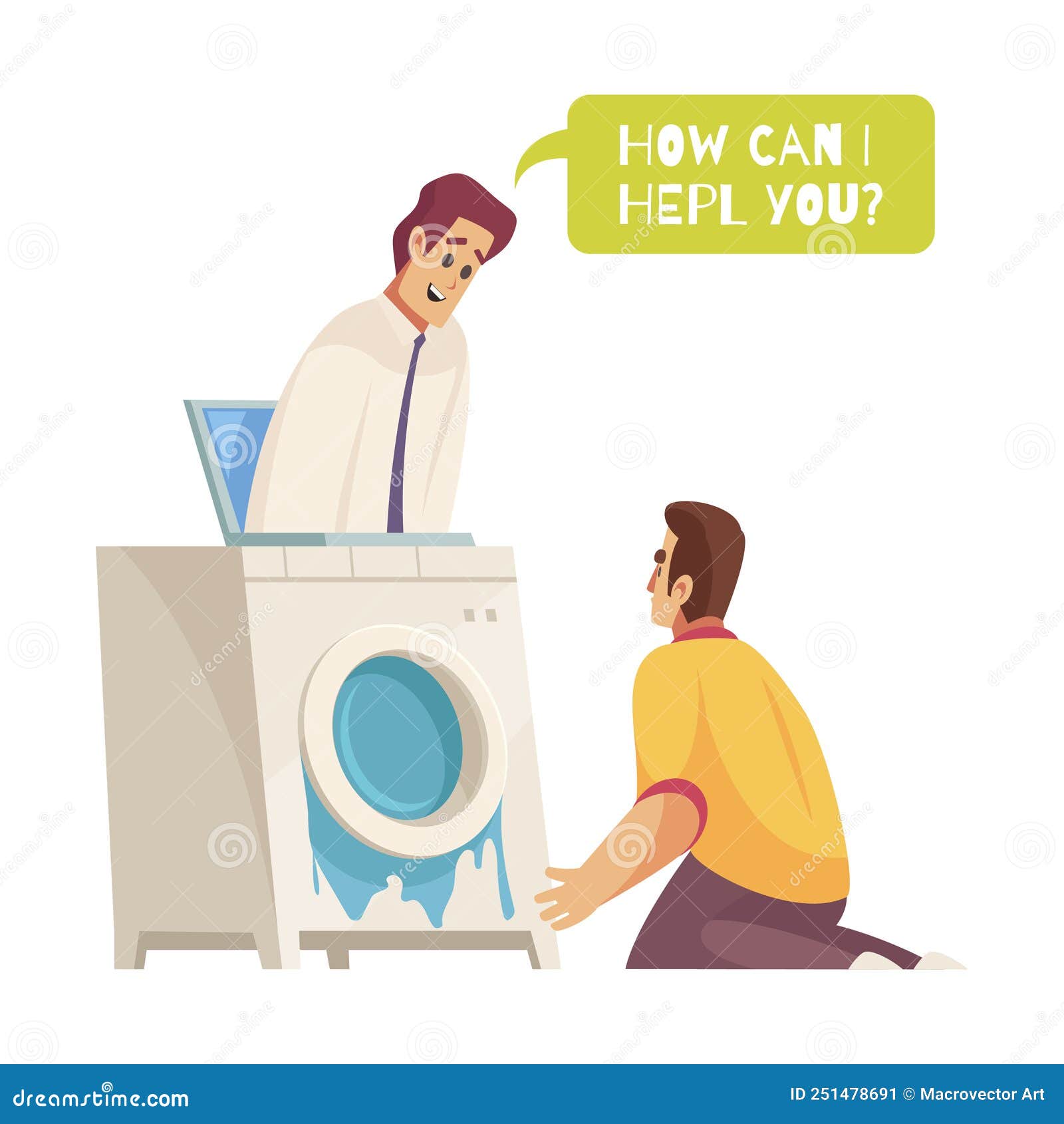 Washing Machine Help Composition Stock Vector - Illustration of live ...
