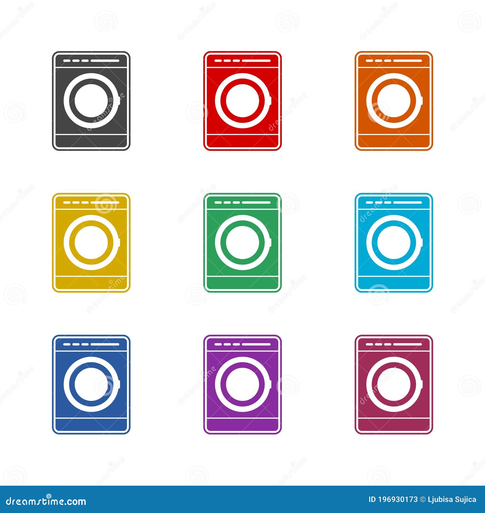Washing Machine Icon, Color Set Stock Vector - Illustration of domestic ...