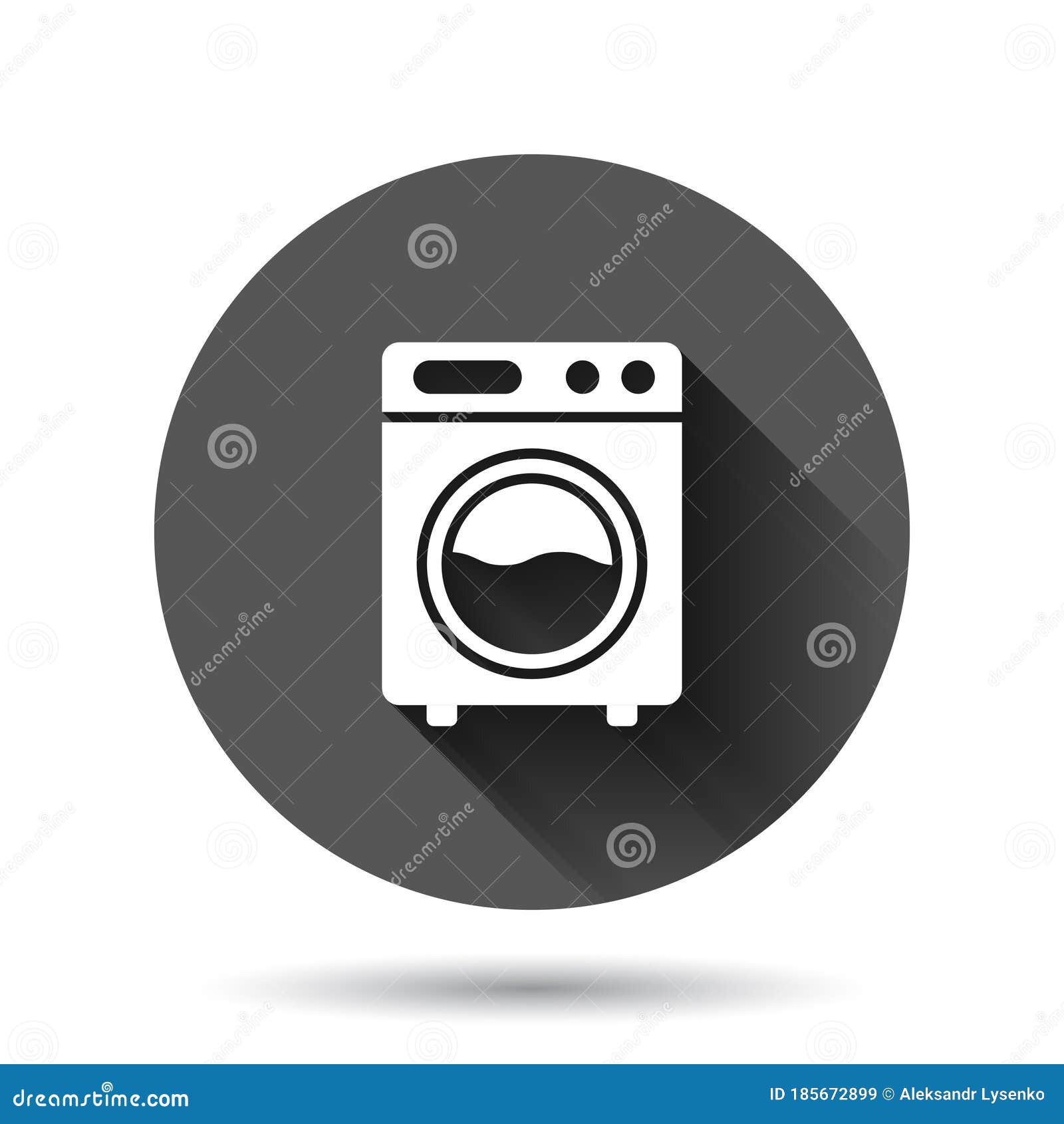 Washing Machine Icon in Flat Style. Washer Vector Illustration on Black ...
