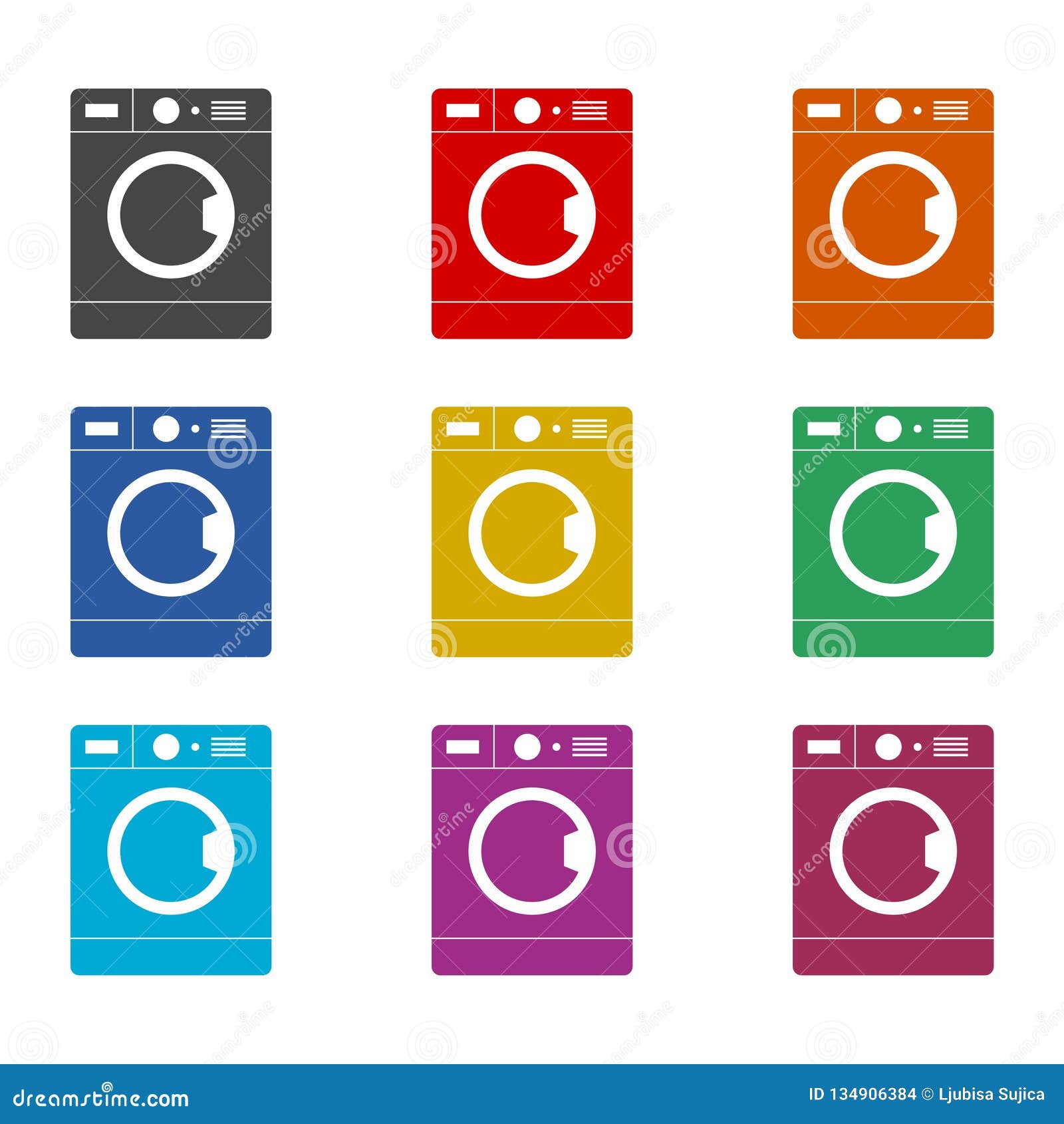 Washing Machine Icon or Logo, Color Set Stock Vector - Illustration of ...