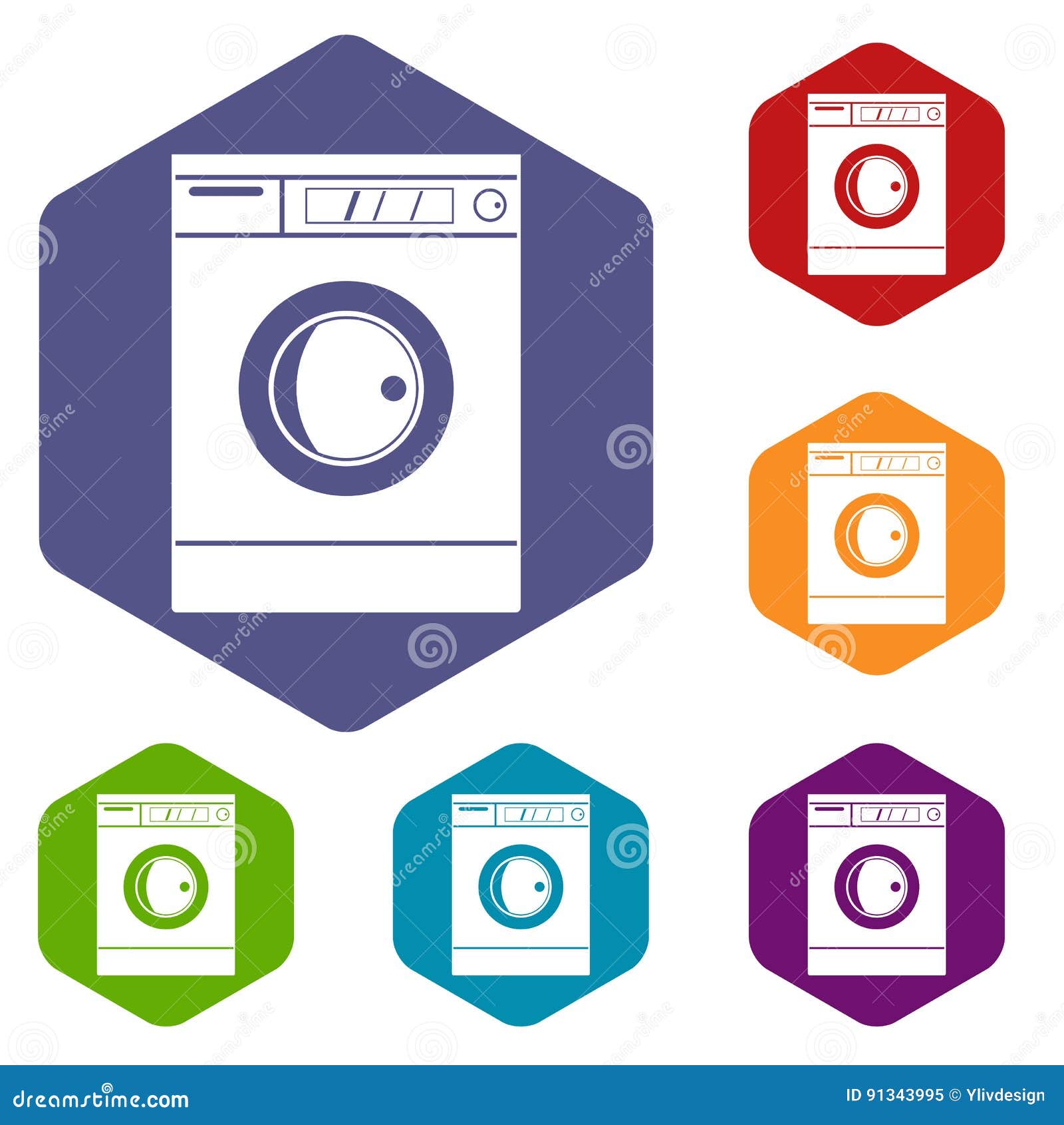 Washing Machine Icons Set Hexagon Stock Vector - Illustration of ...