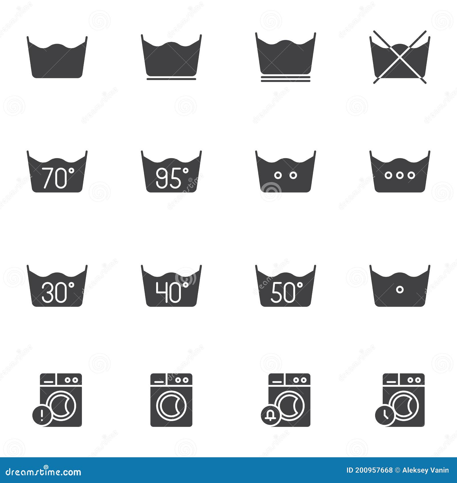 Washing Machine Instruction Vector Icons Set Stock Vector ...