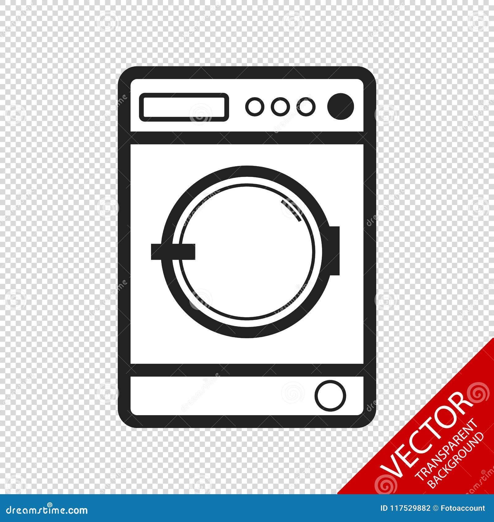 Washing Machine Isolated - Front View - Editable Vector - Isolated on ...