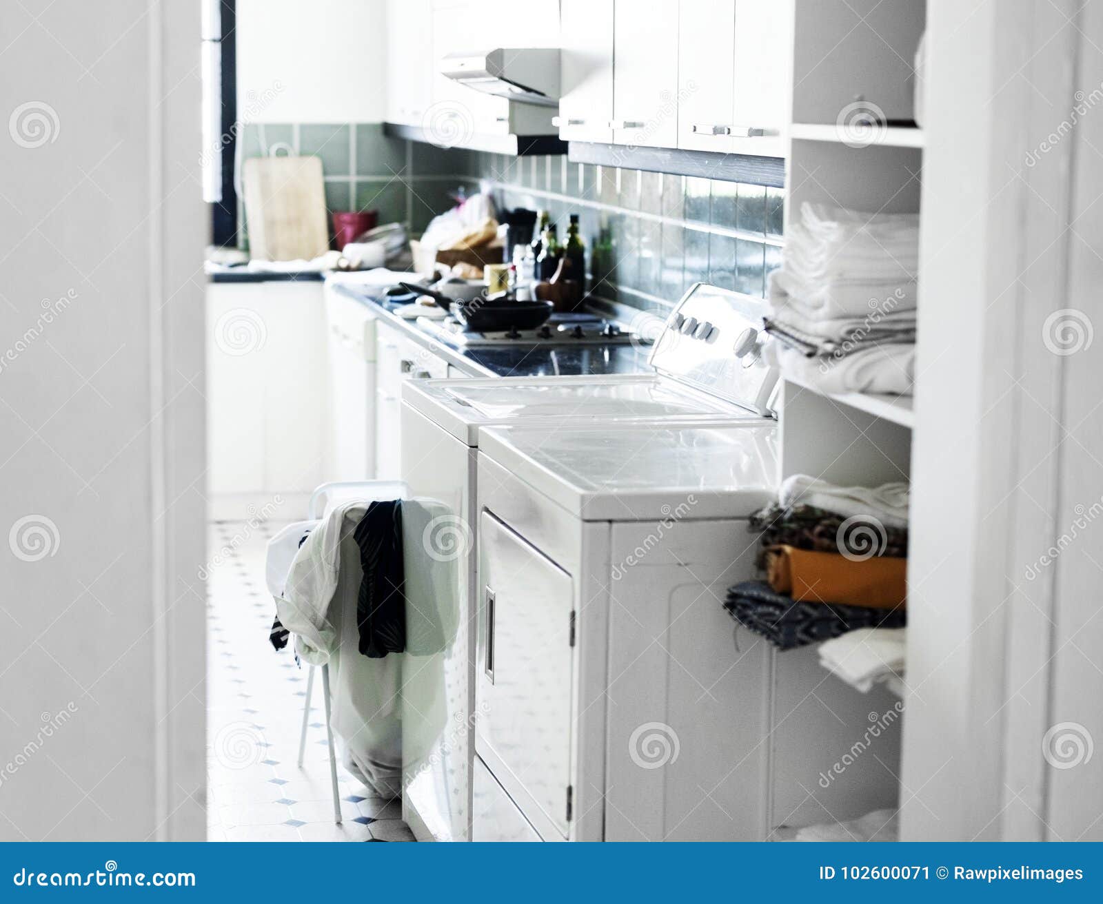 Washing Machine in the Kitchen Stock Image - Image of detergents ...
