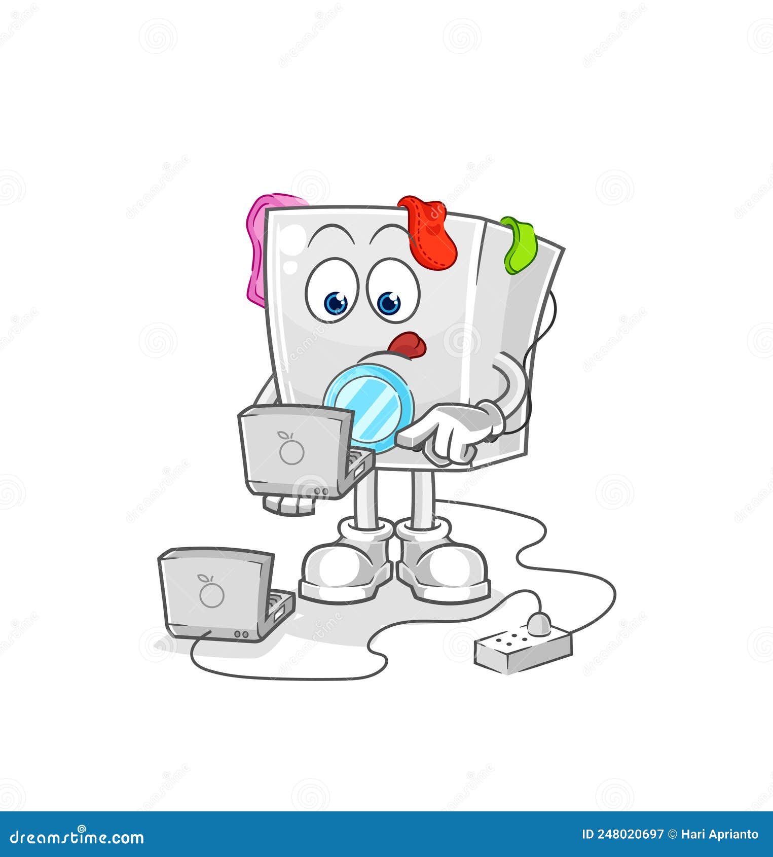 Washing Machine with Laptop Mascot. Cartoon Vector Stock Vector ...