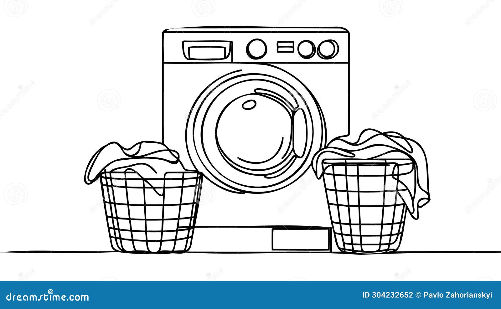 Washer Continuous Line Drawing. One Line Art Of Home Appliance ...