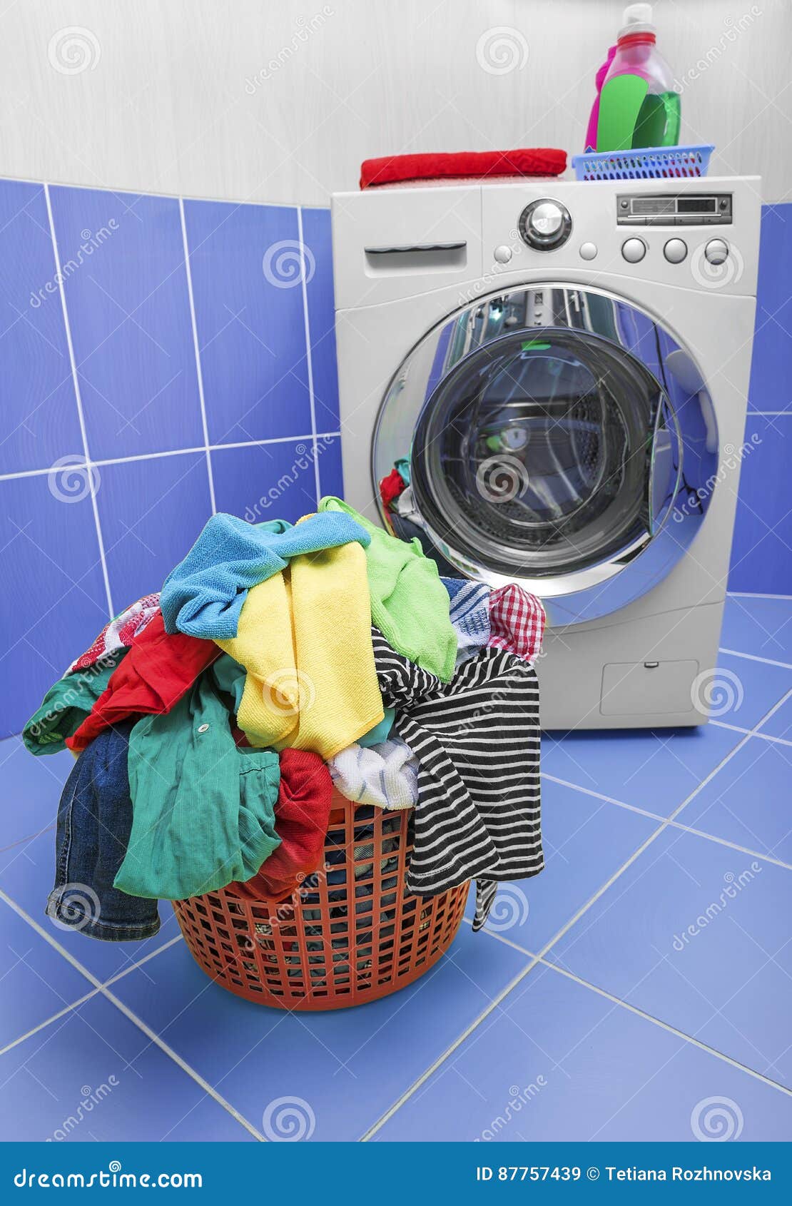 Washing Machine and Laundry Basket. Stock Image - Image of service ...