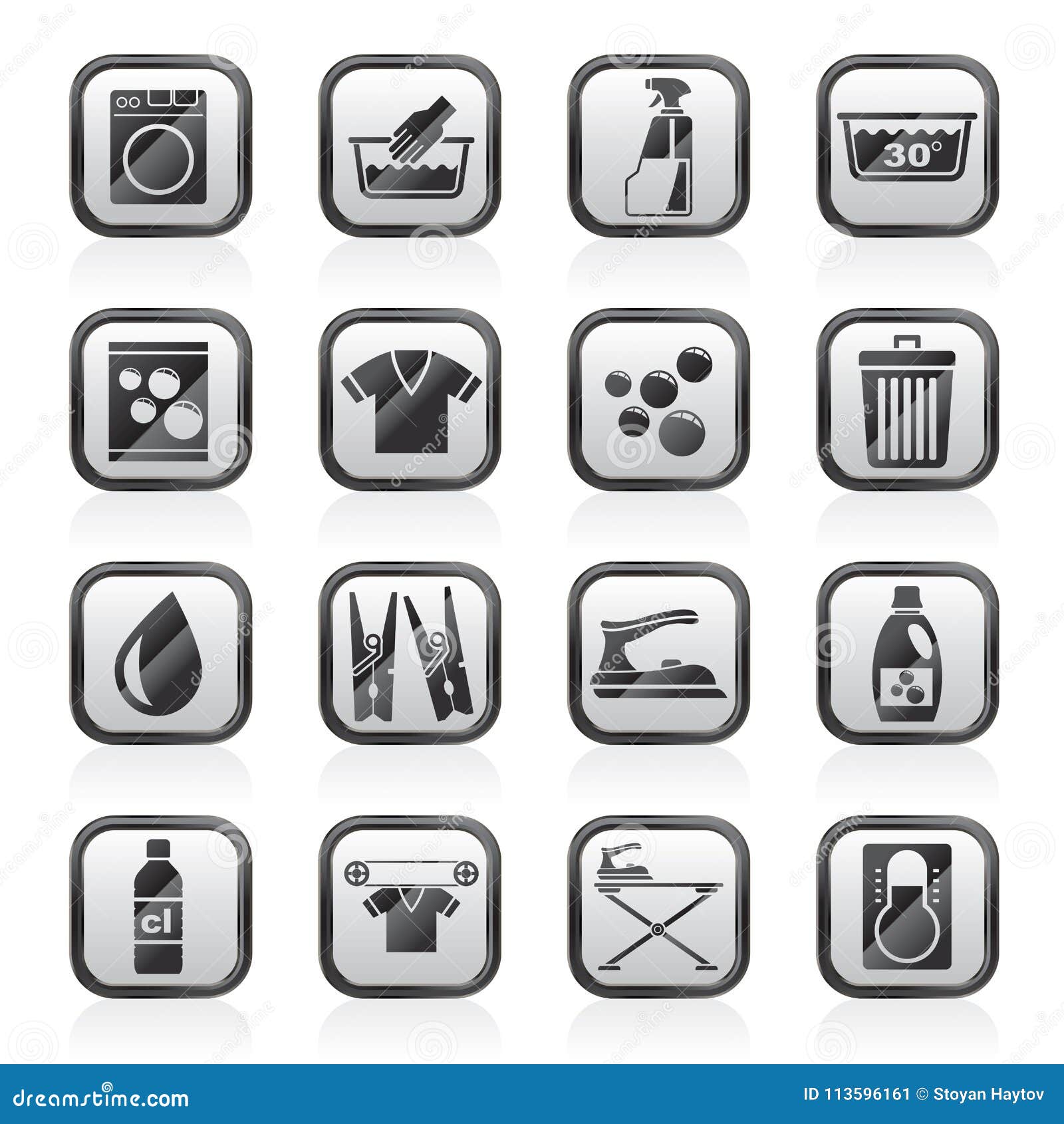 Laundry Icons Set. Washing Symbols Set. Outline Set Of Laundry Vector ...