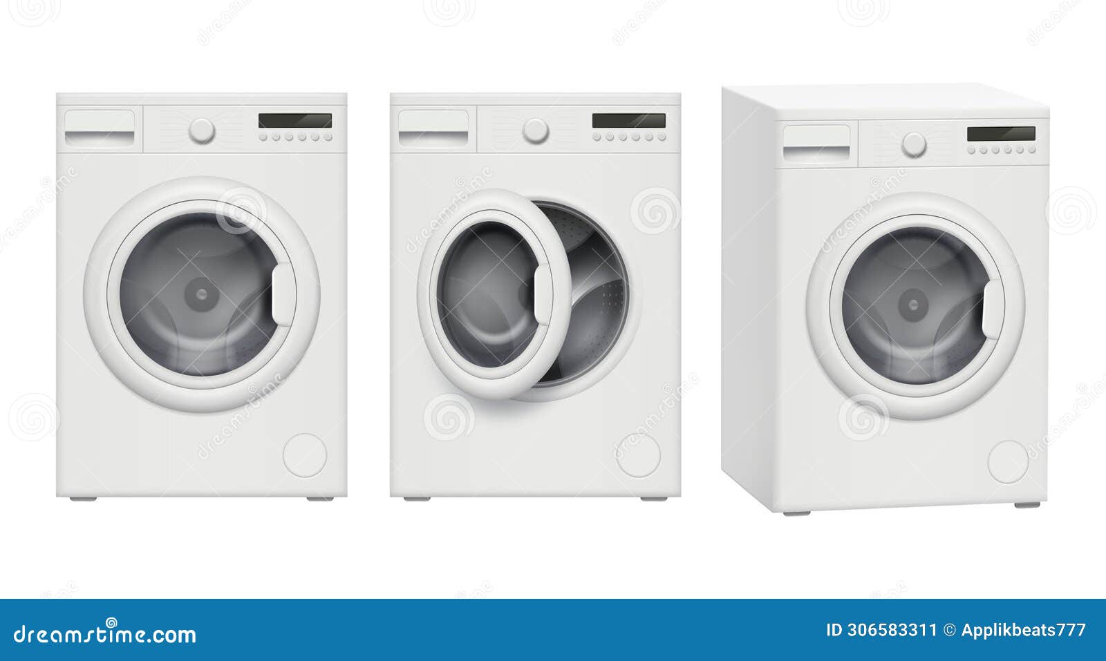 Washing Machine. Laundry Service Technics Hygiene Items Decent Vector ...