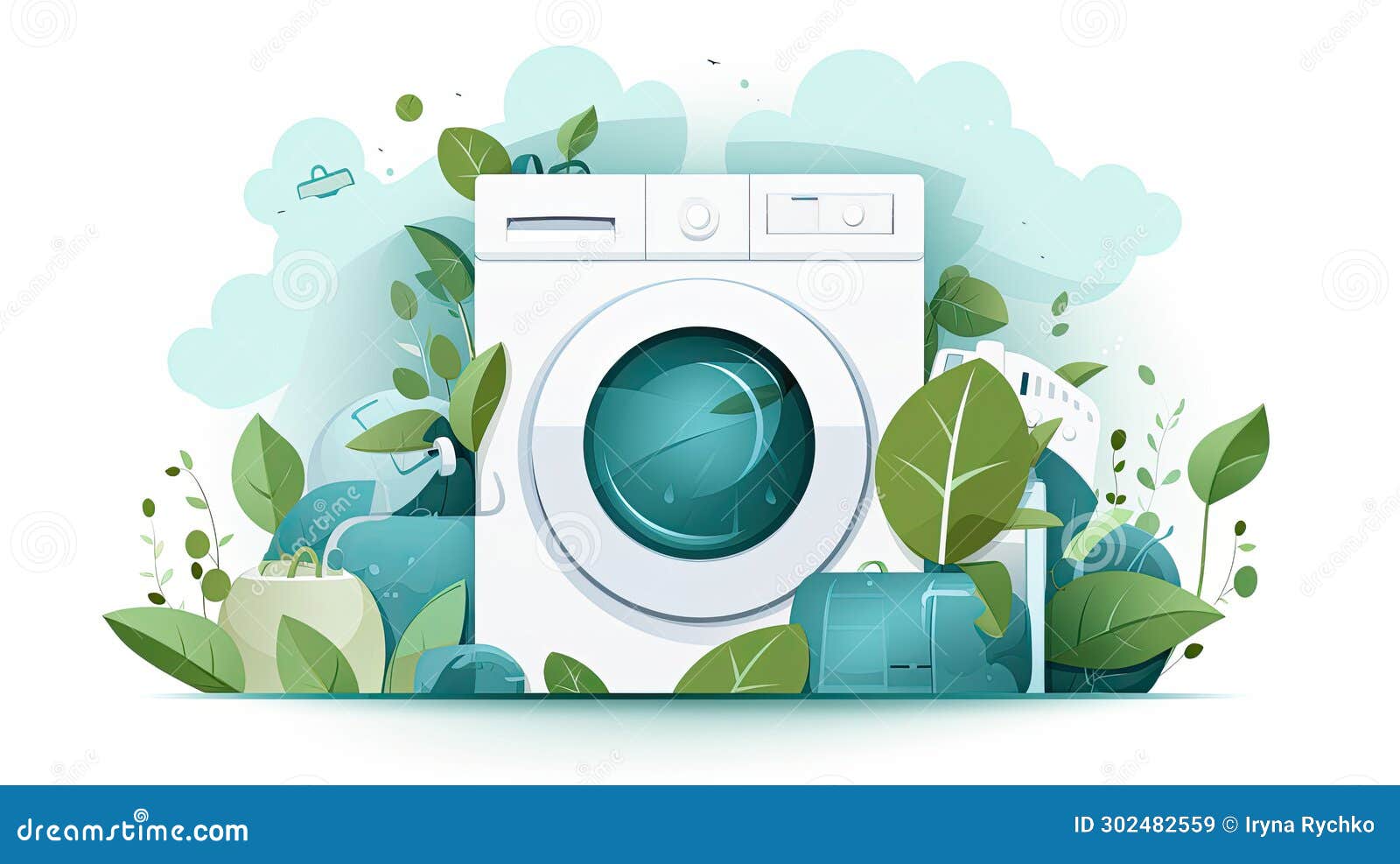 Washing Machine and Leaf, Eco Laundry Stock Image - Image of technology ...