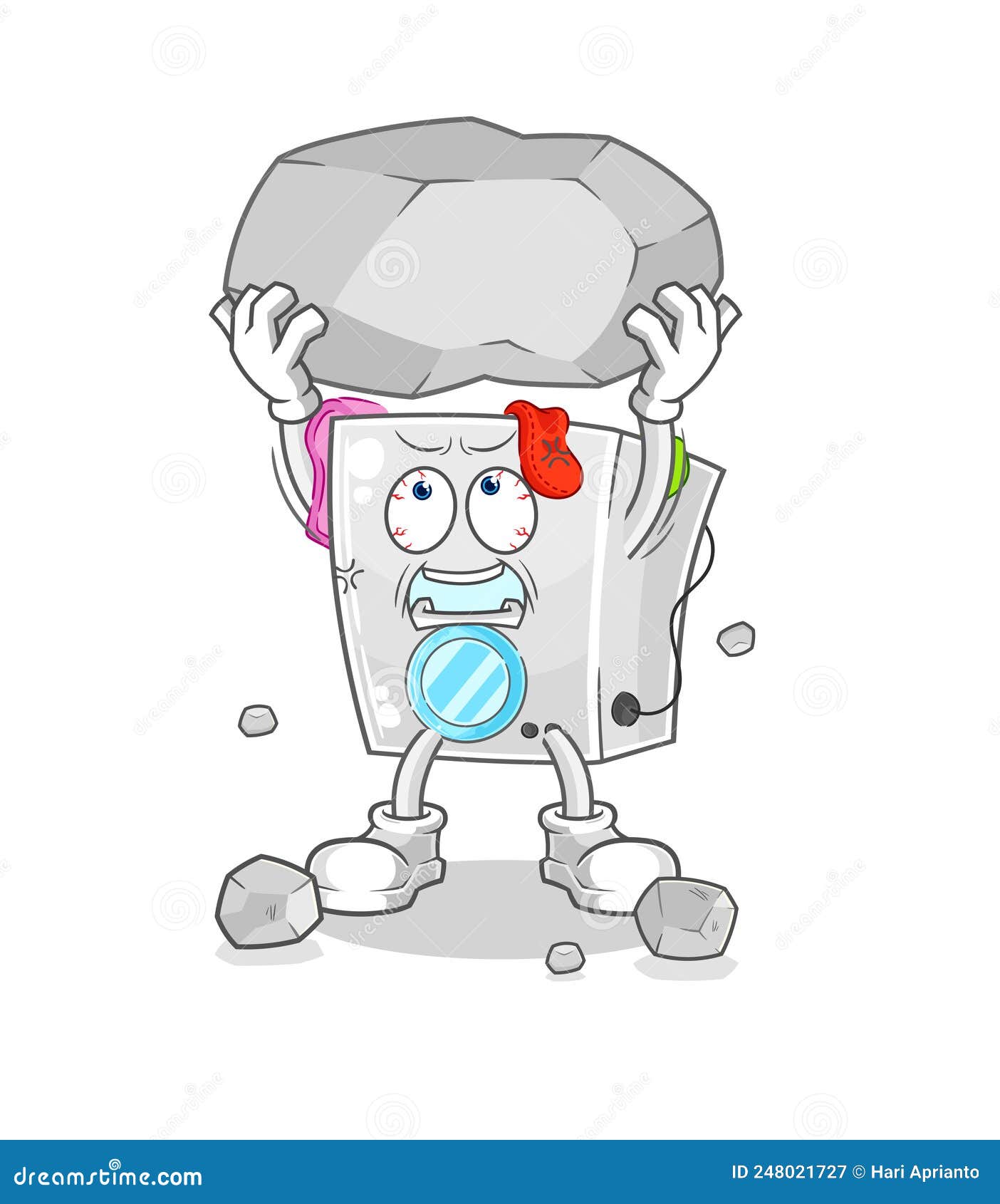 Washing Machine Lifting Rock Cartoon Character Vector Stock Vector ...