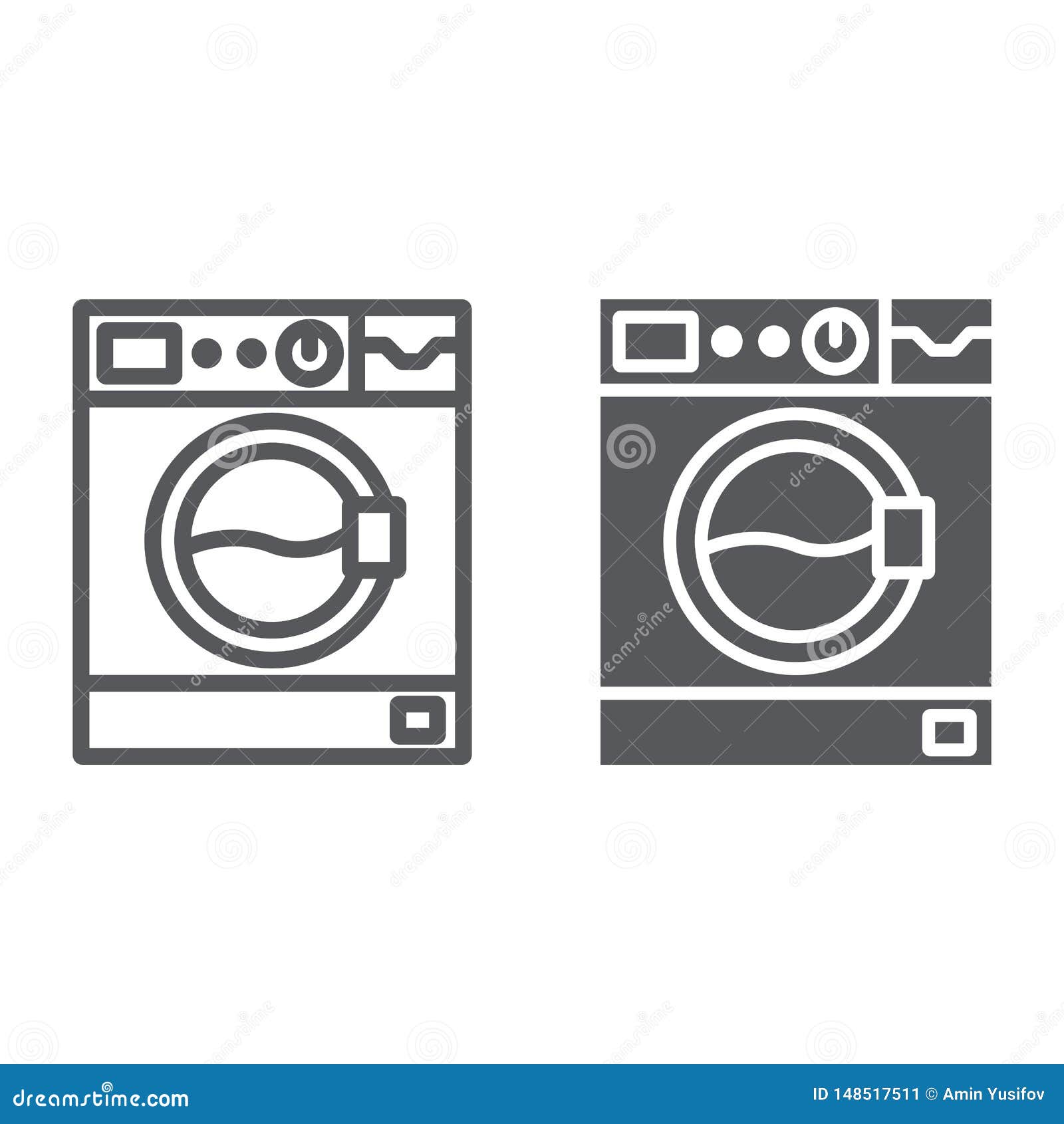 Washing Machine Line and Glyph Icon, Appliance and Wash, Laundry Sign ...