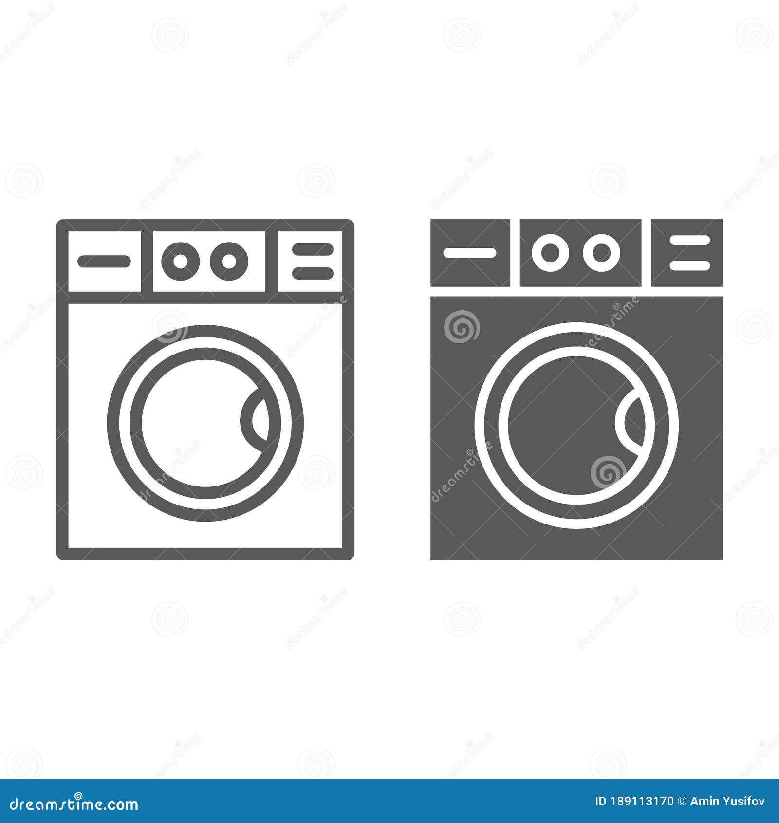 Washing Machine Line and Glyph Icon, Laundry and Housekeeping, Washer ...