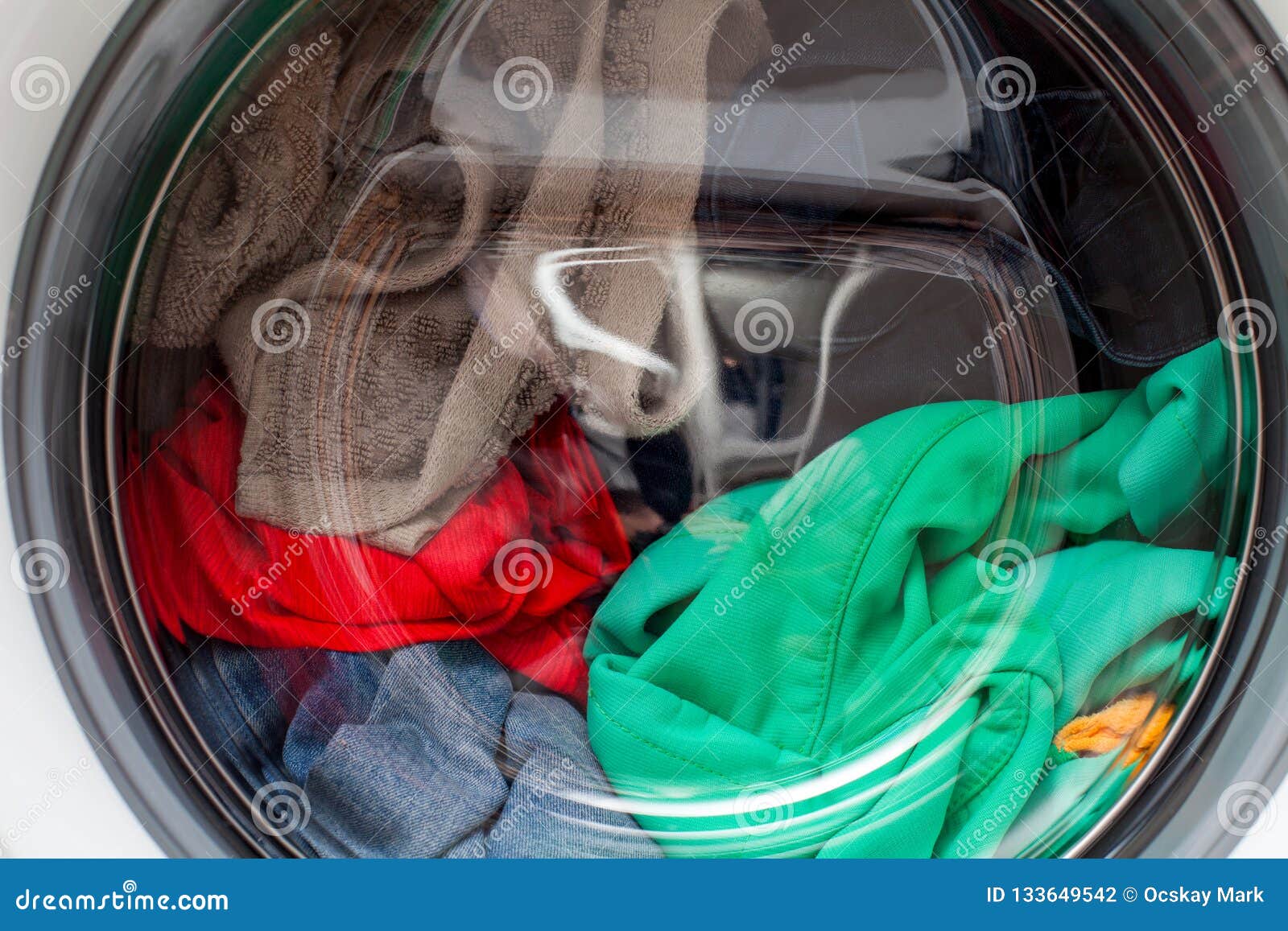 Washing Machine Loaded with Clothes Stock Photo - Image of cleanup ...