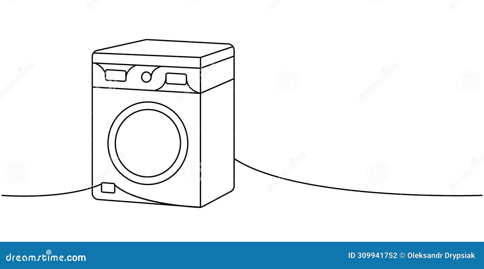 Washing Machine One Line Continuous Drawing. Cleaning Service Tools ...