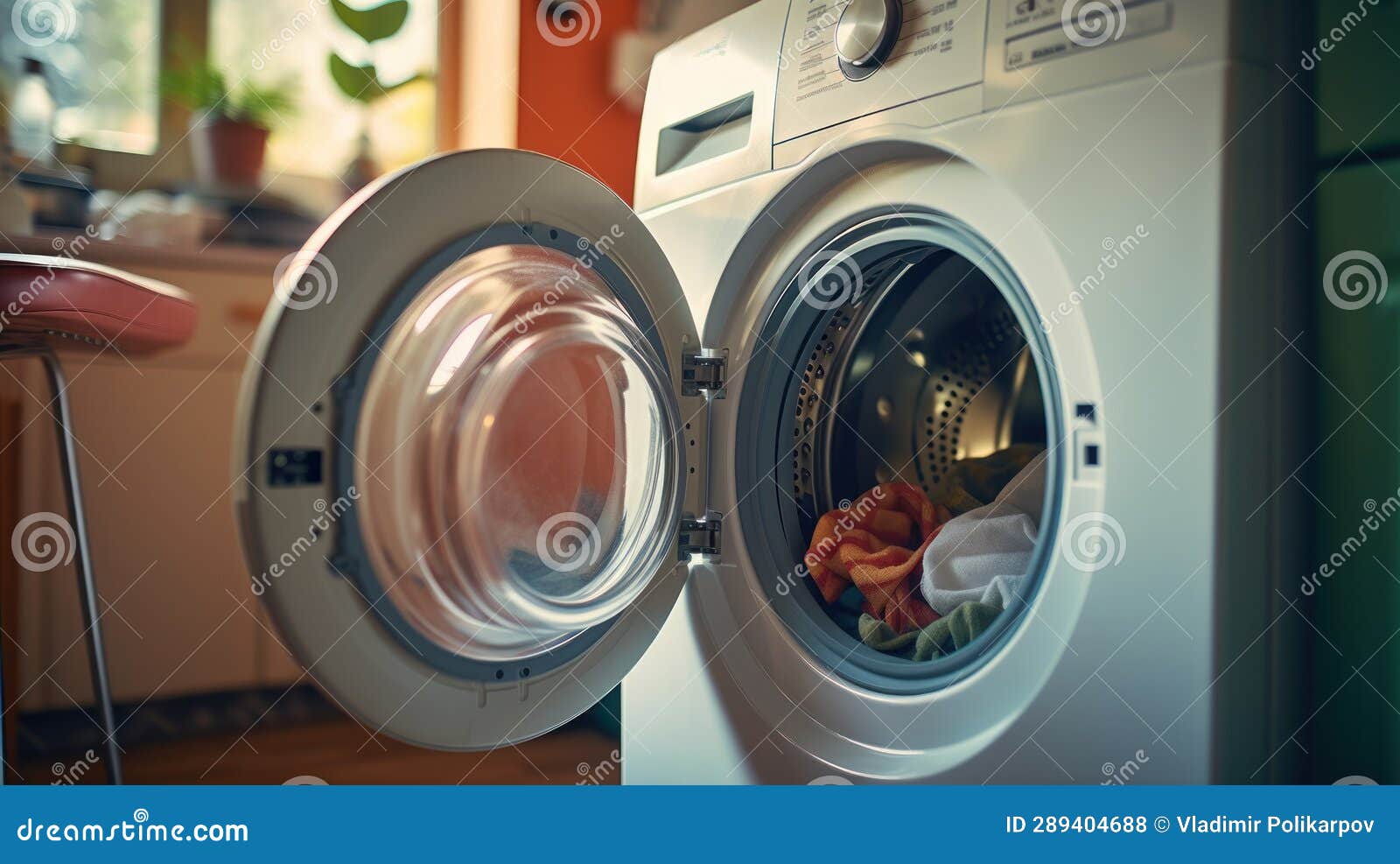 Washing Machine with Open Door Stock Photo - Image of cleaning, apparel ...