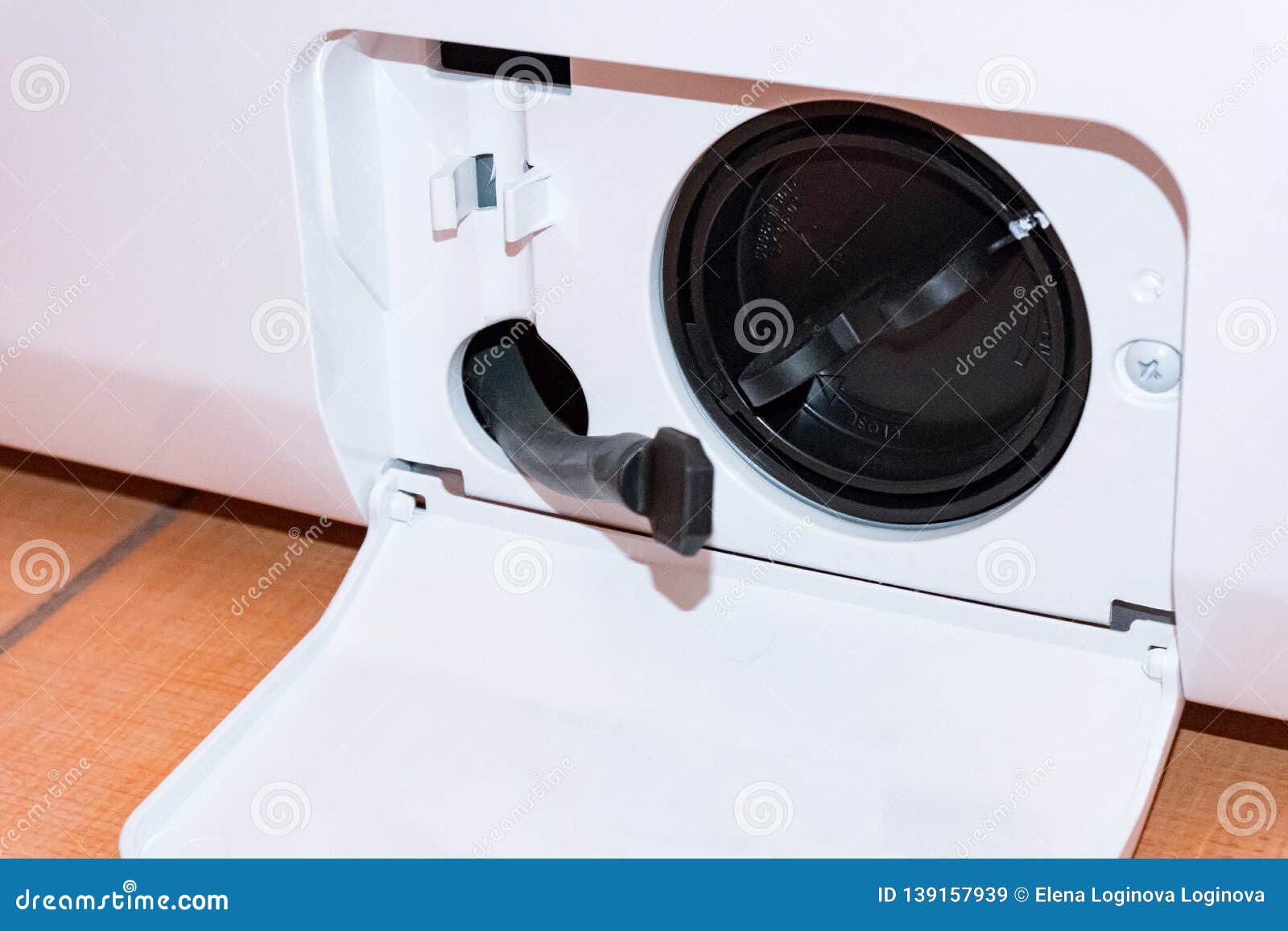 Washing Machine with an Open Filter Cover Stock Image - Image of ...