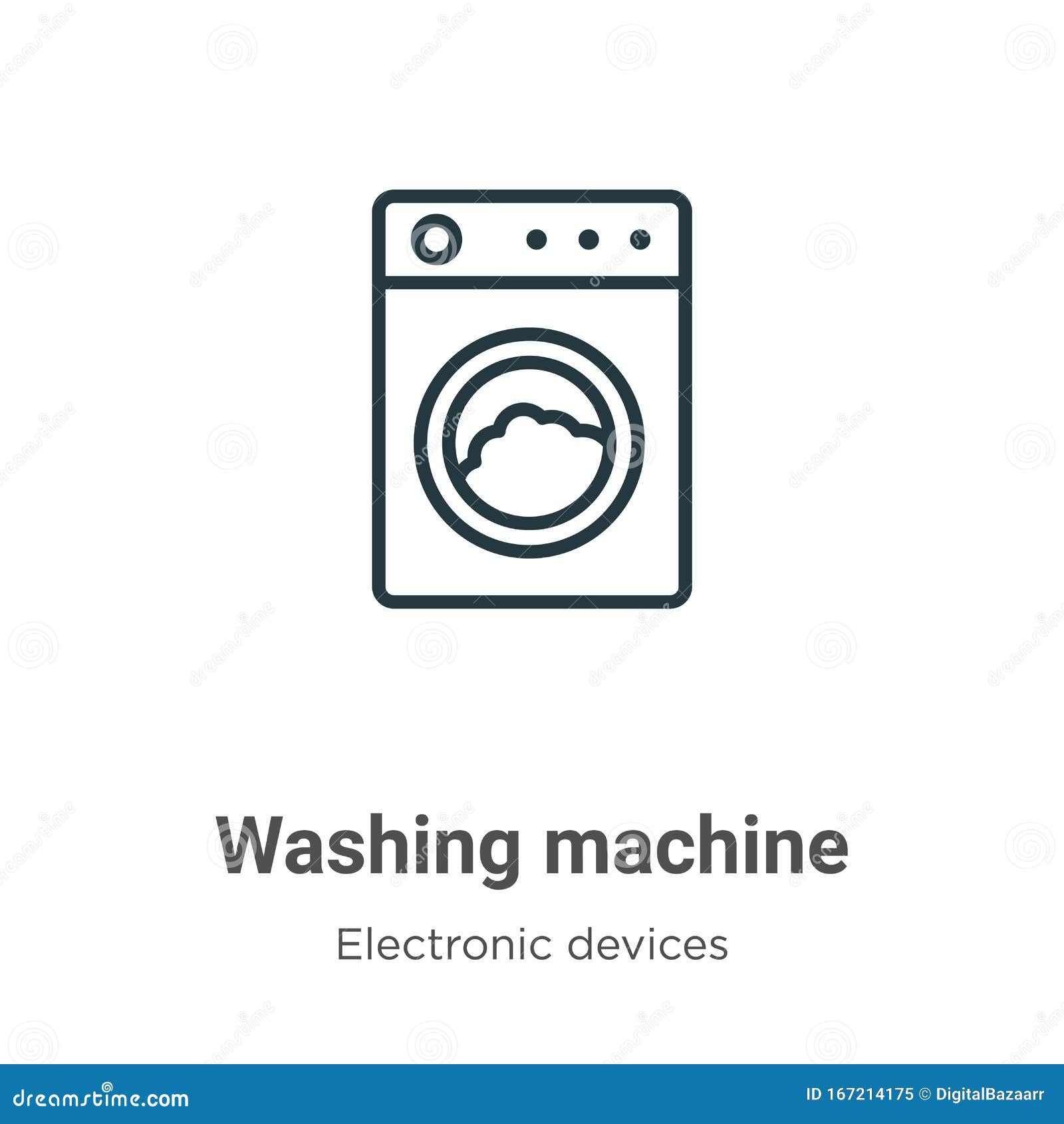 Washing Machine Outline Vector Icon. Thin Line Black Washing Machine ...