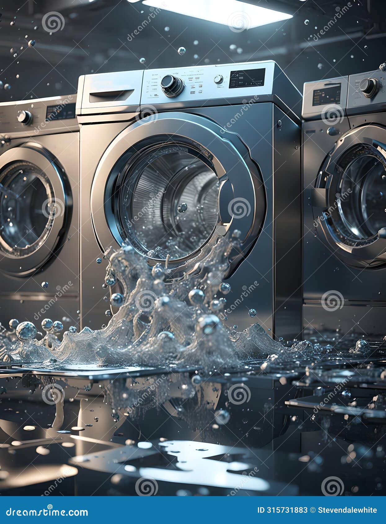 Washing Machine Overflowing with Water. Generative AI Stock Image ...