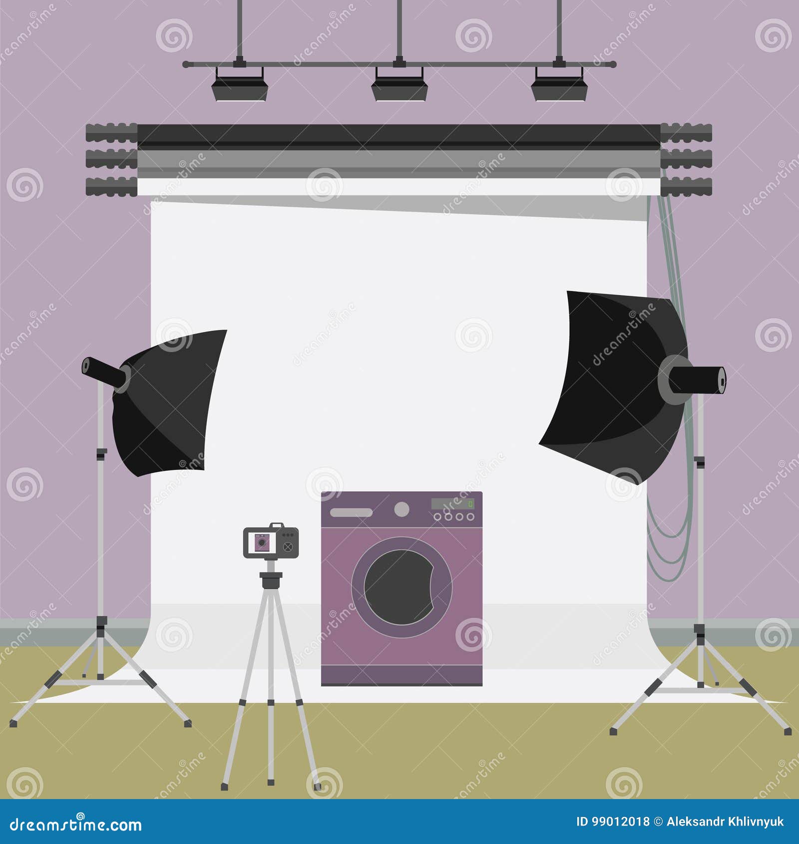 Washing Machine in Photo Studio Stock Illustration - Illustration of ...