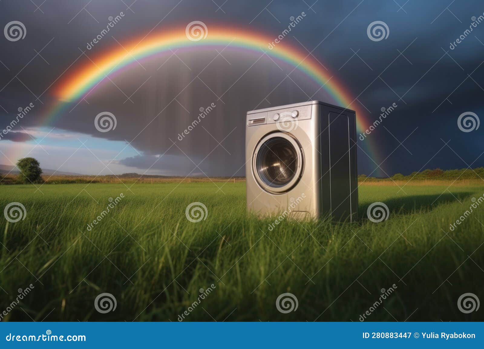 Washing Machine Rainbow Field. Generate Ai Stock Illustration ...