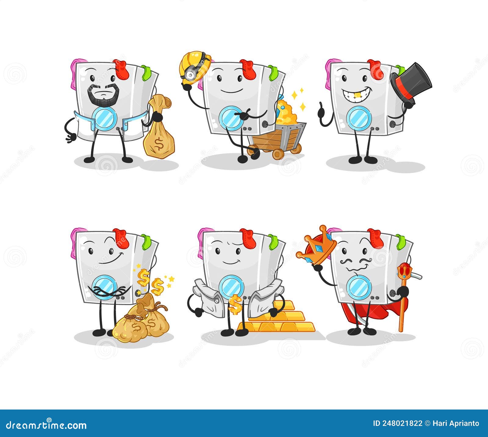 Washing Machine Rich Group Character. Cartoon Mascot Vector Stock ...