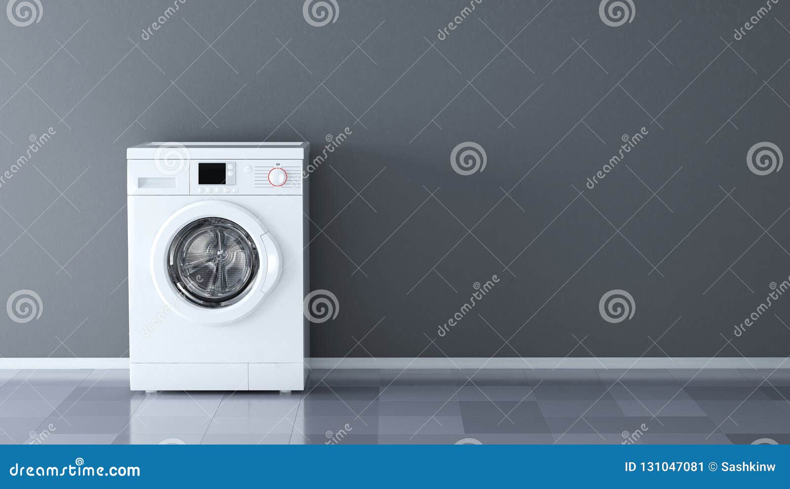 Washing Machine in Room with Blank Wall Stock Illustration ...