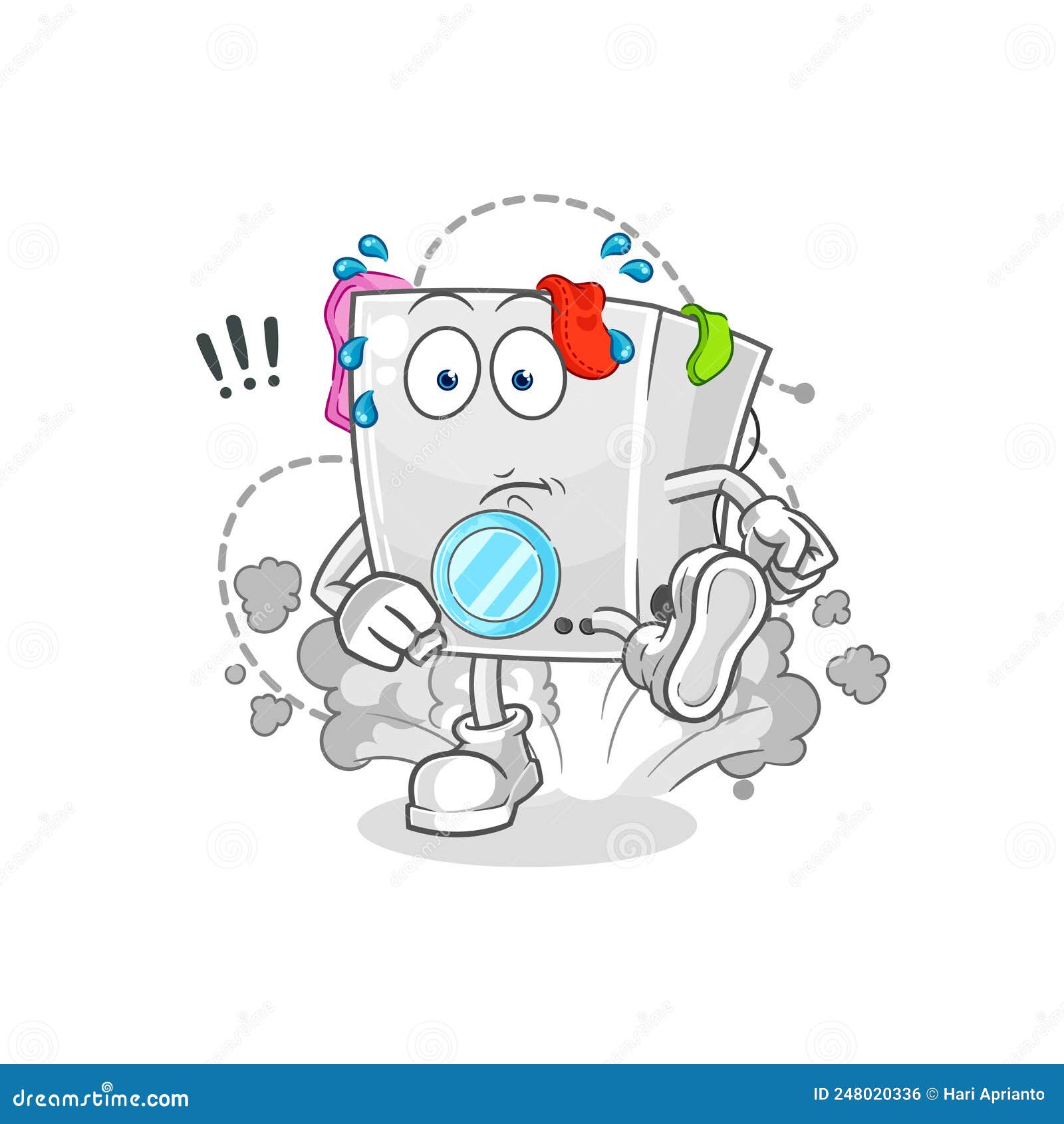 Washing Machine Running Illustration. Character Vector Stock Vector ...