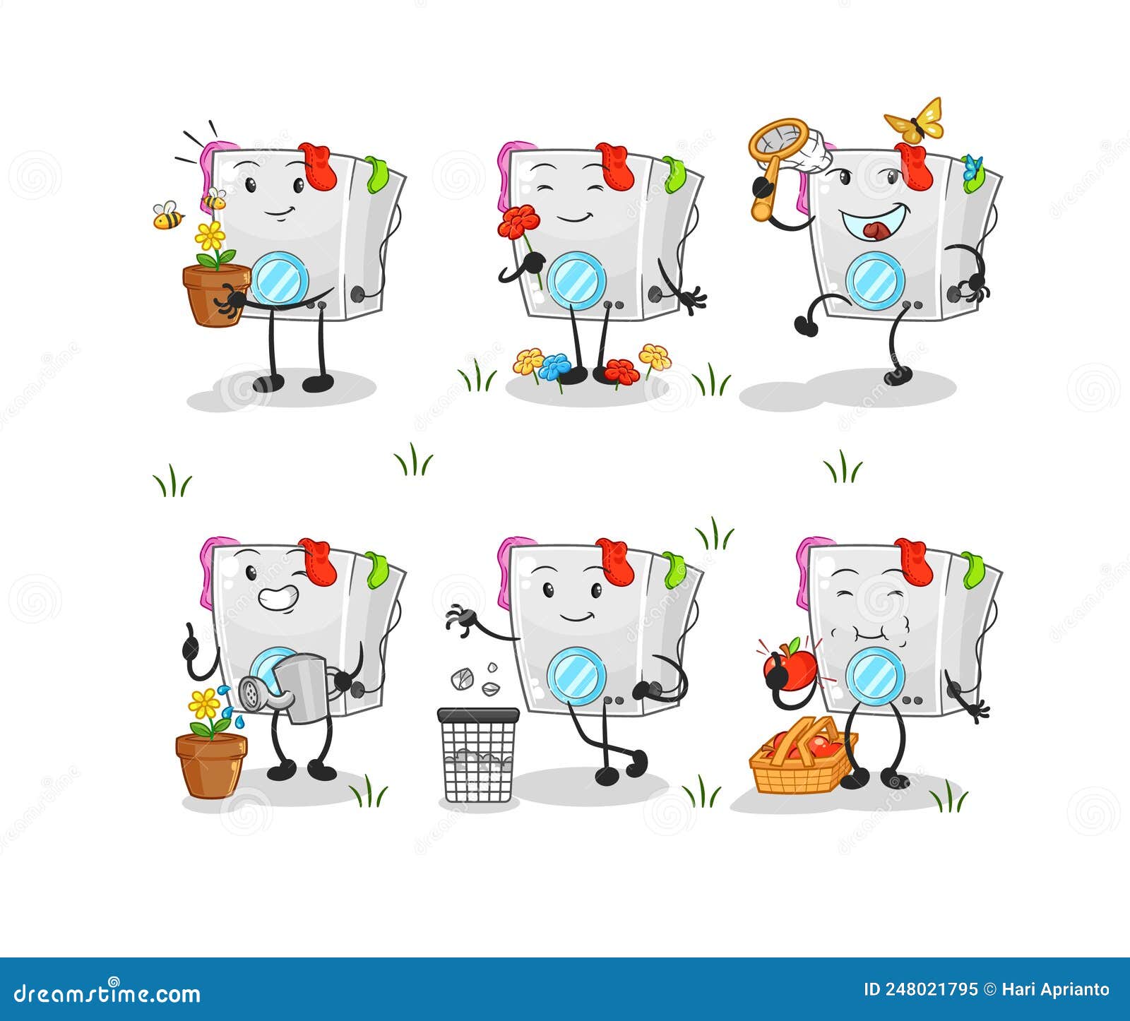 Washing Machine Save the Earth Group. Cartoon Mascot Stock Vector ...